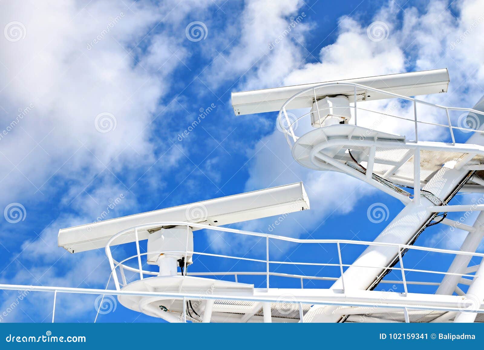 Radar Systems on the Mast of a Large Ship Stock Image - Image of ...