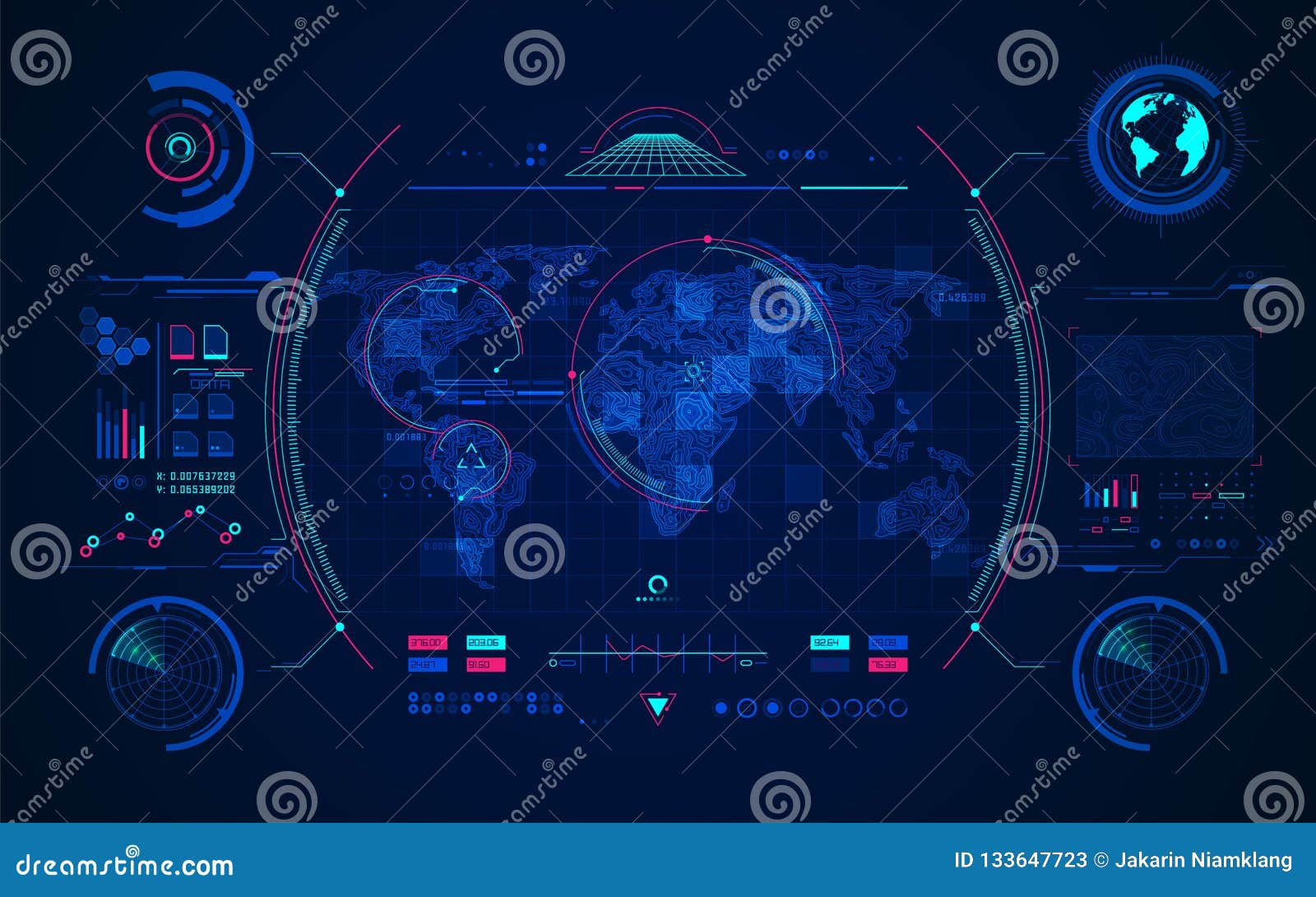 Radar terrain stock vector. Illustration of futuristic - 133647723
