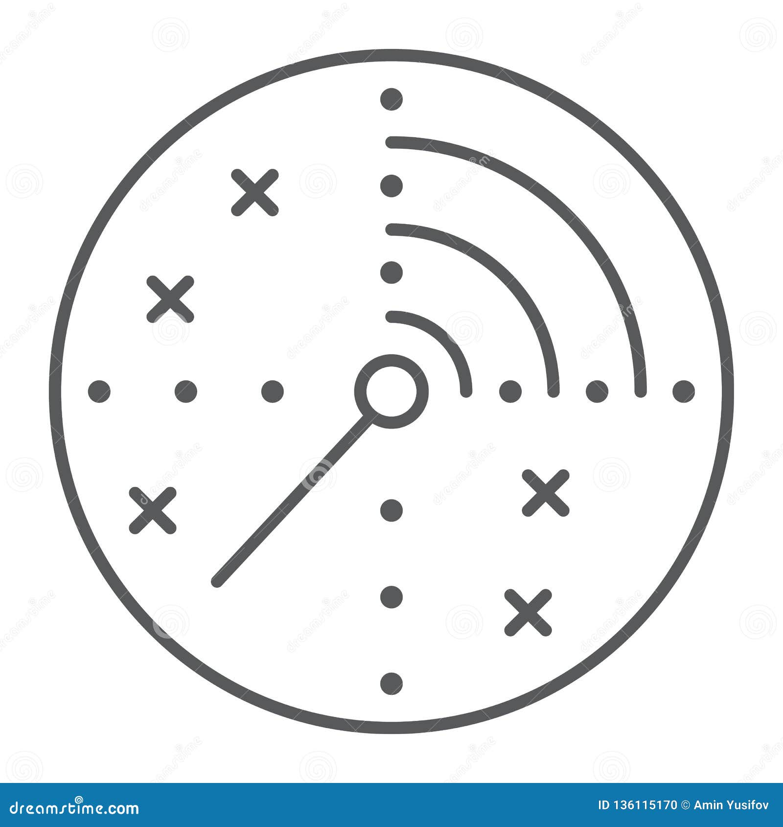 Radar Thin Line Icon, Military and Navy, Target Sign, Vector Graphics ...