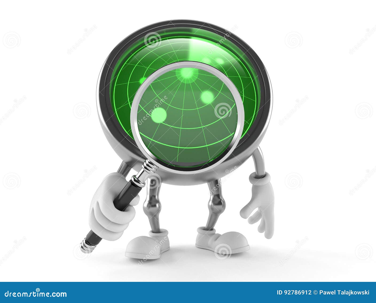 Radar Toon with Magnifying Glass Stock Illustration - Illustration of ...