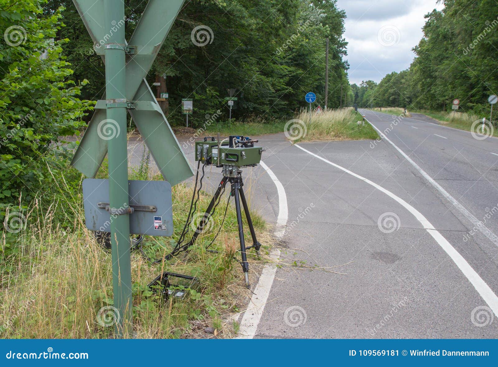 A Radar Trap at the Roadside before a Railway Crossing Editorial Photo ...