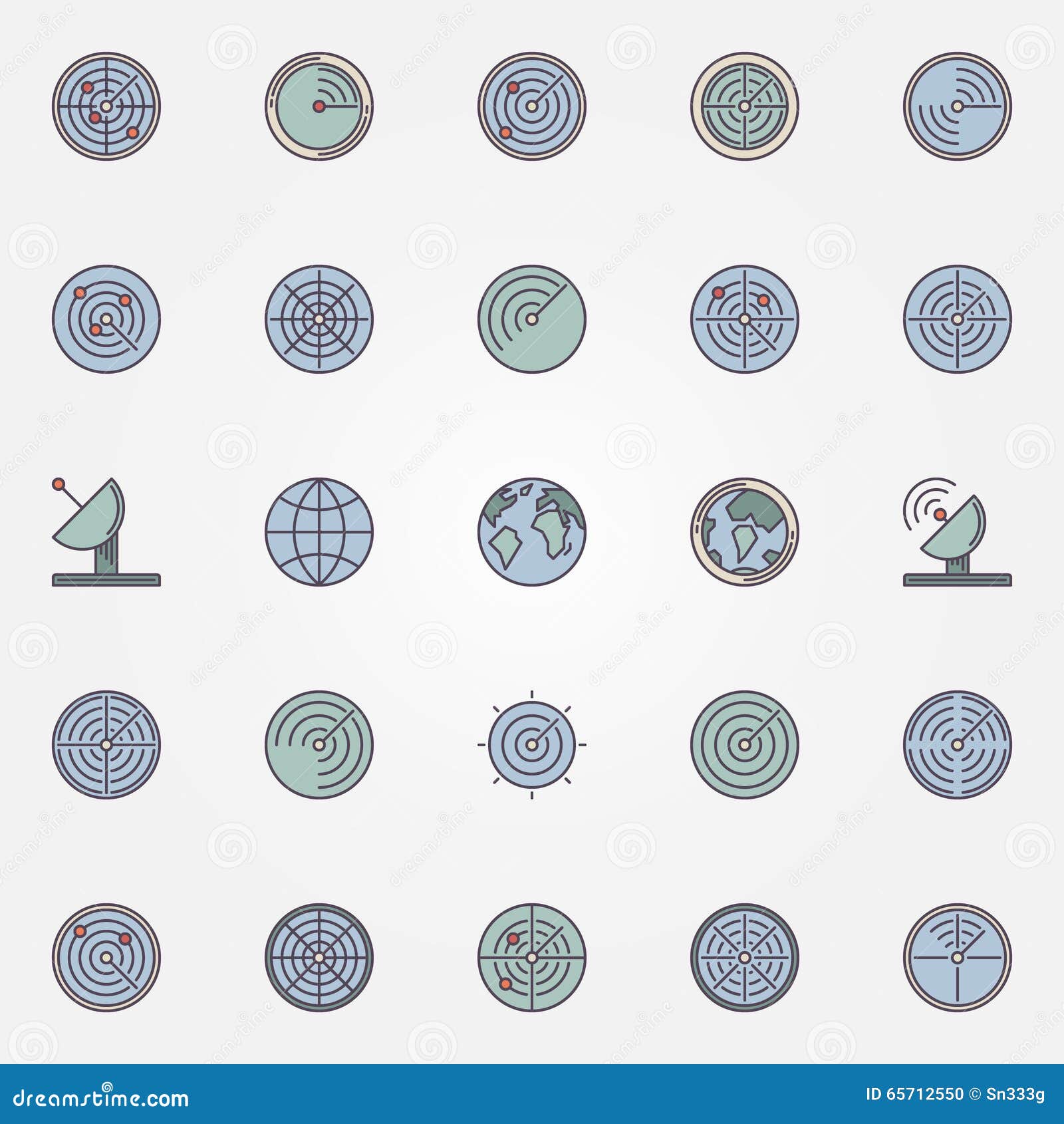 Radar Vector Icons Collection Stock Vector - Illustration of scope ...