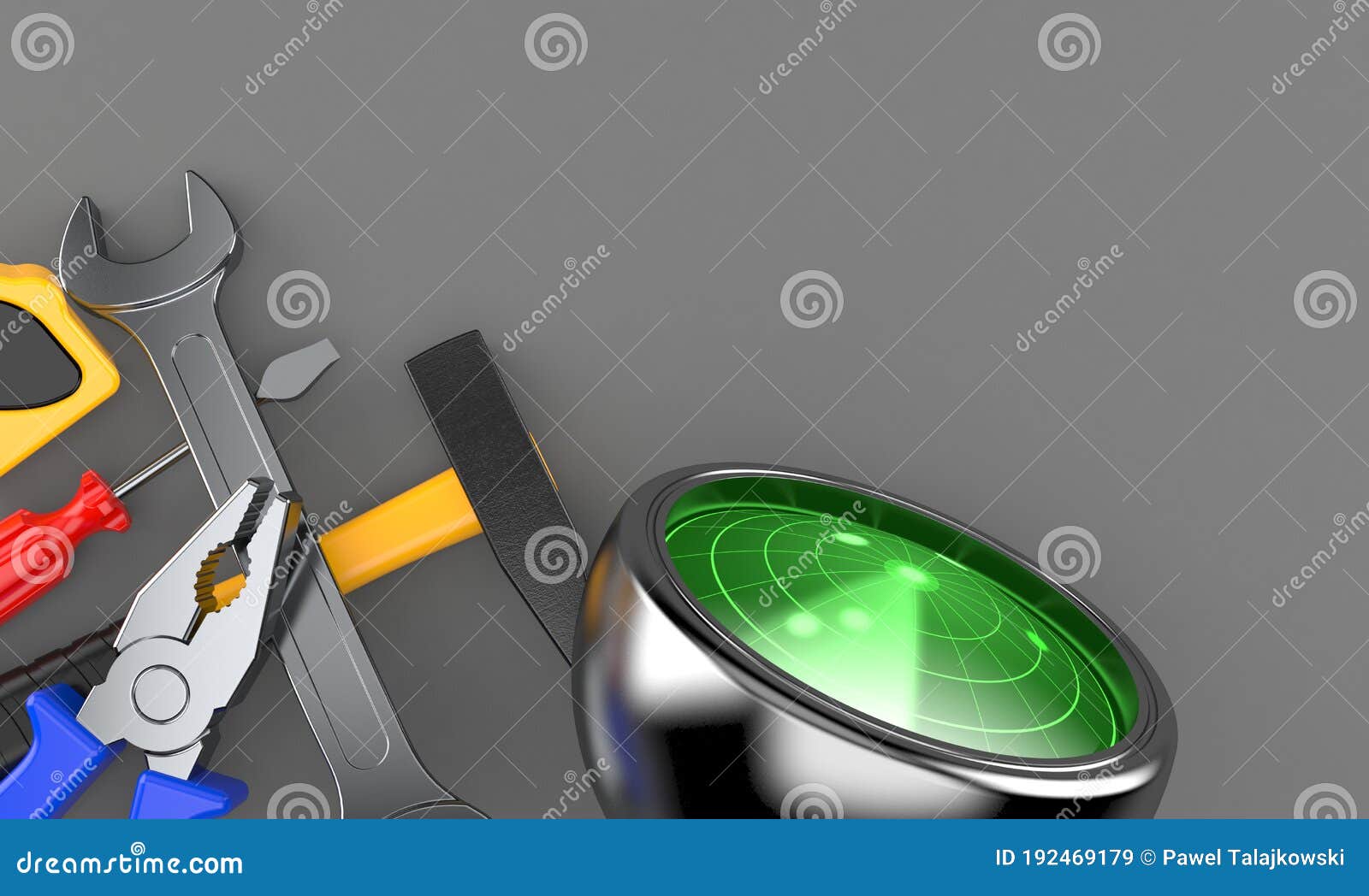 Radar with work tools stock illustration. Illustration of industrial ...