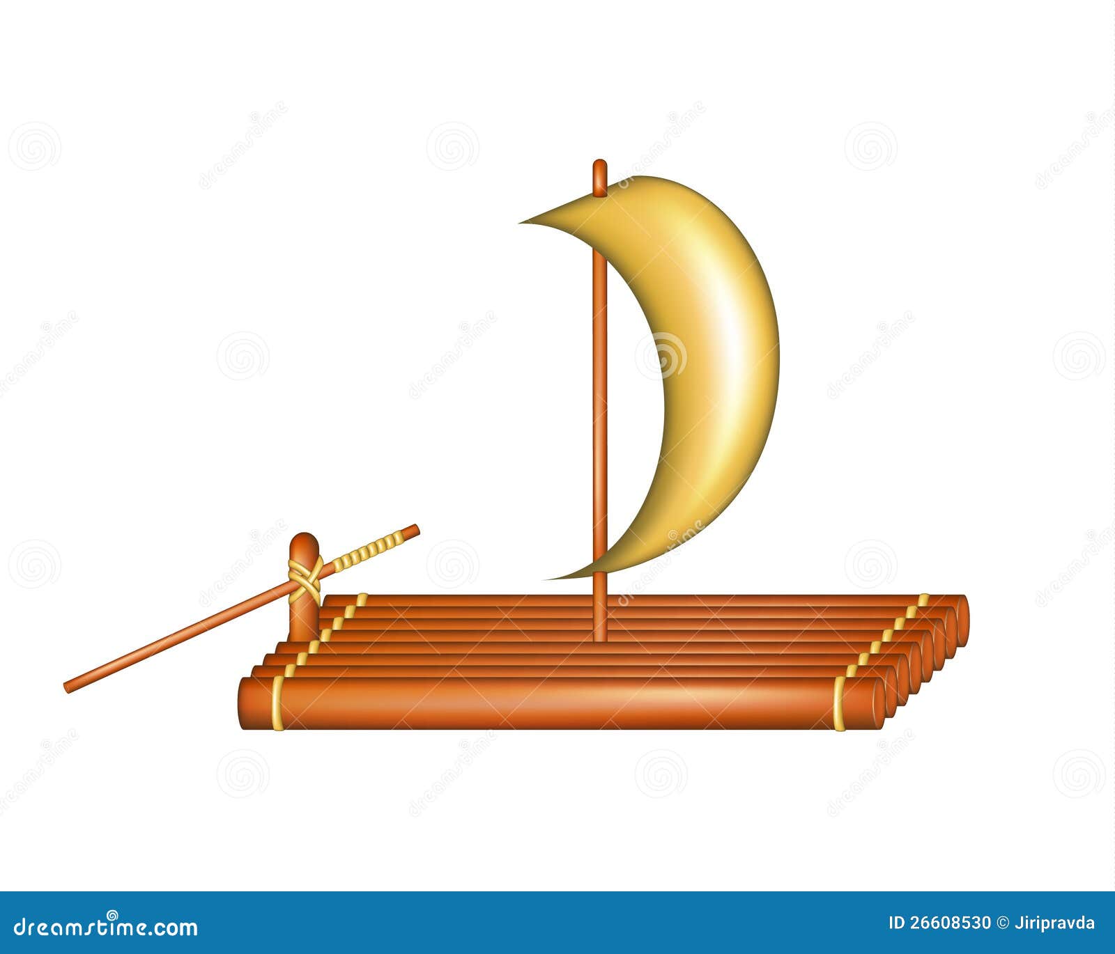 Radeau En Bois Avec La Voile Illustration de Vecteur - Illustration du ...