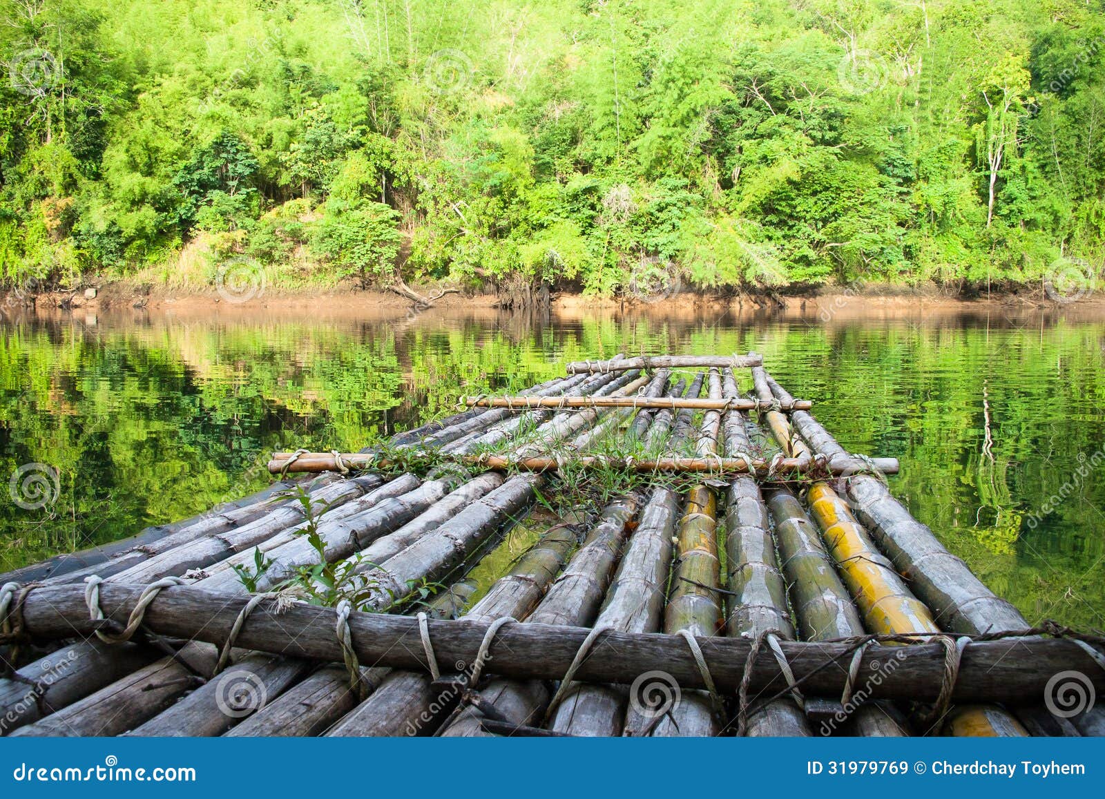 Radeau en bois sur l'eau image stock. Image du arbre - 31979769