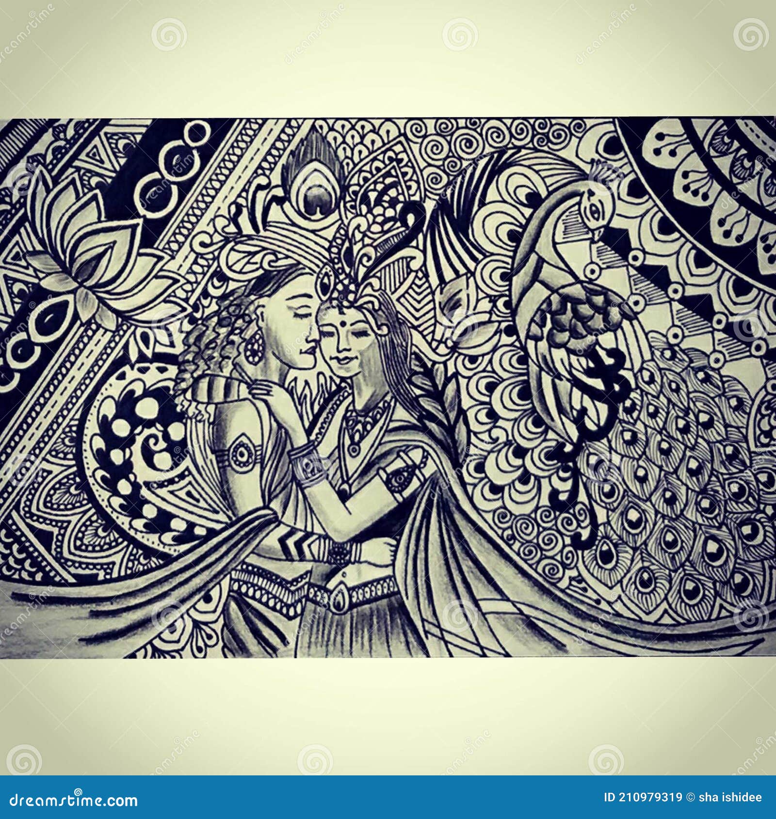 Radha Kannan Dancing Doodle Drawing Stock Illustration - Illustration ...