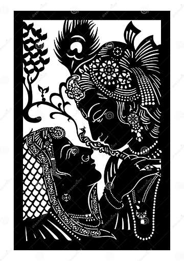 Radha Krishna Design stock vector. Illustration of monochrome - 289059366