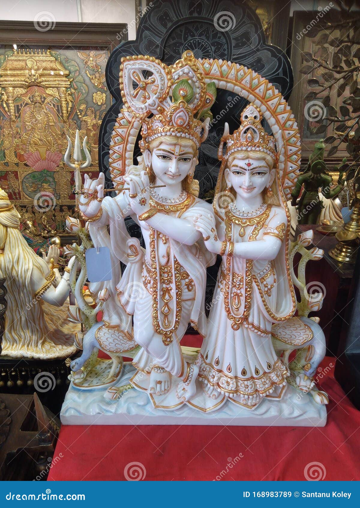 Radha Krishna Stachu Made Ston Stock Image - Image of ston, radha ...