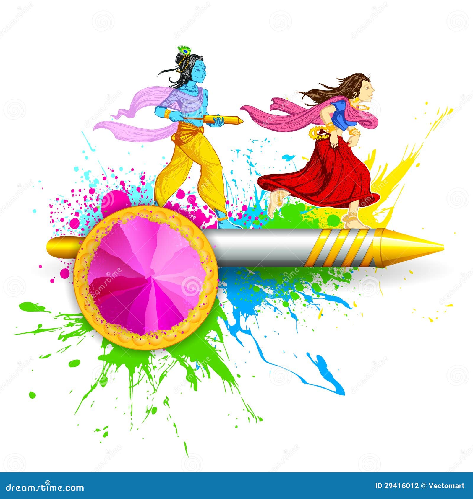 Radha And Lord Krishna On Janmashtami Cartoon Vector | CartoonDealer ...