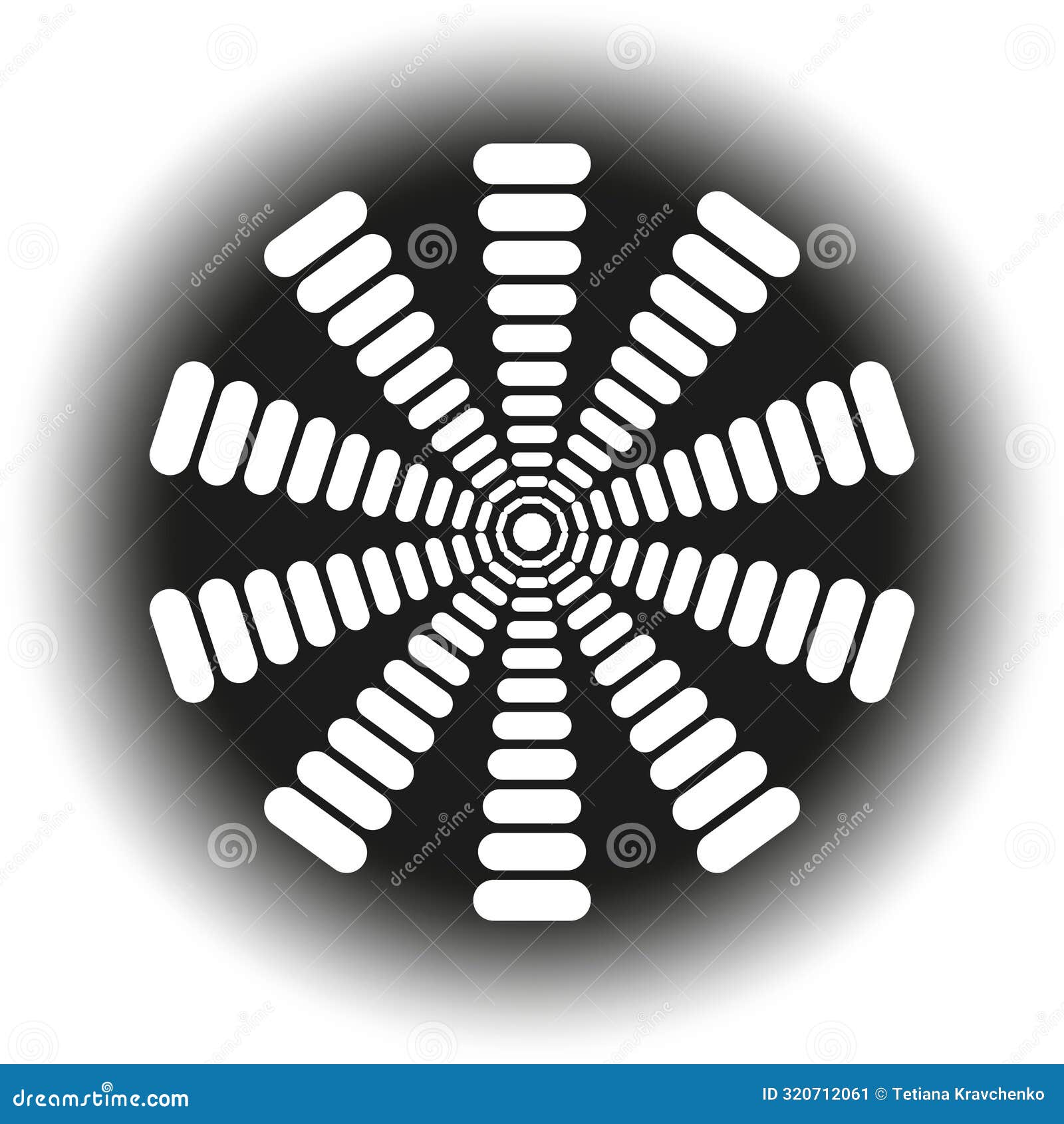Radial Abstract Design. White Rounded Bars. Black Gradient Background ...