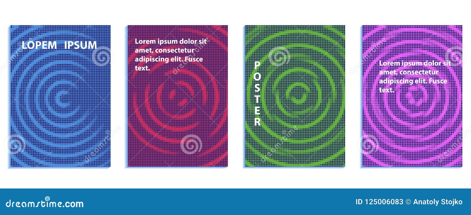 Radial Abstract Halftone Poster Design Template. Future Radial Stock ...