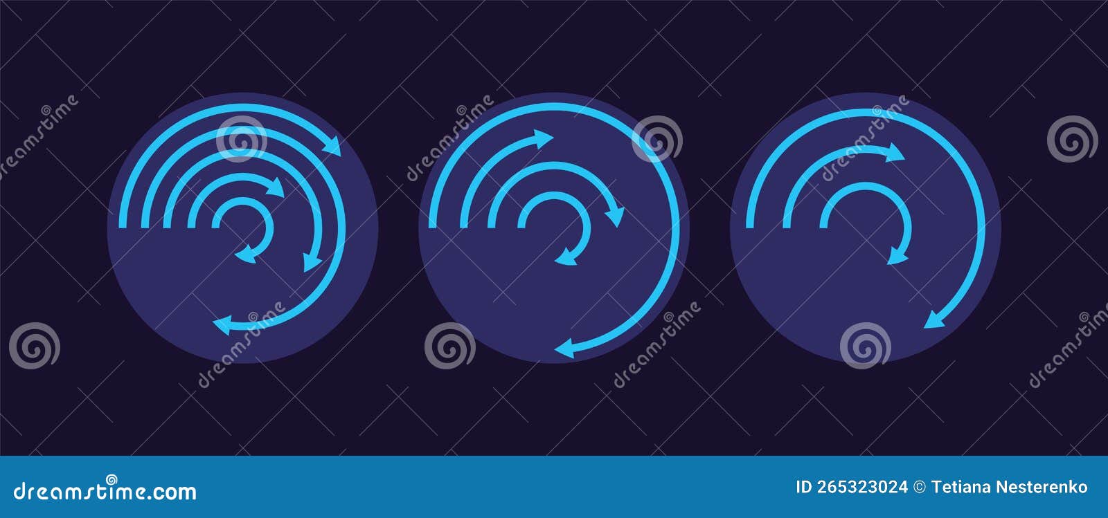 Radial Arrow Infographic Chart Design Template Set for Dark Theme Stock ...