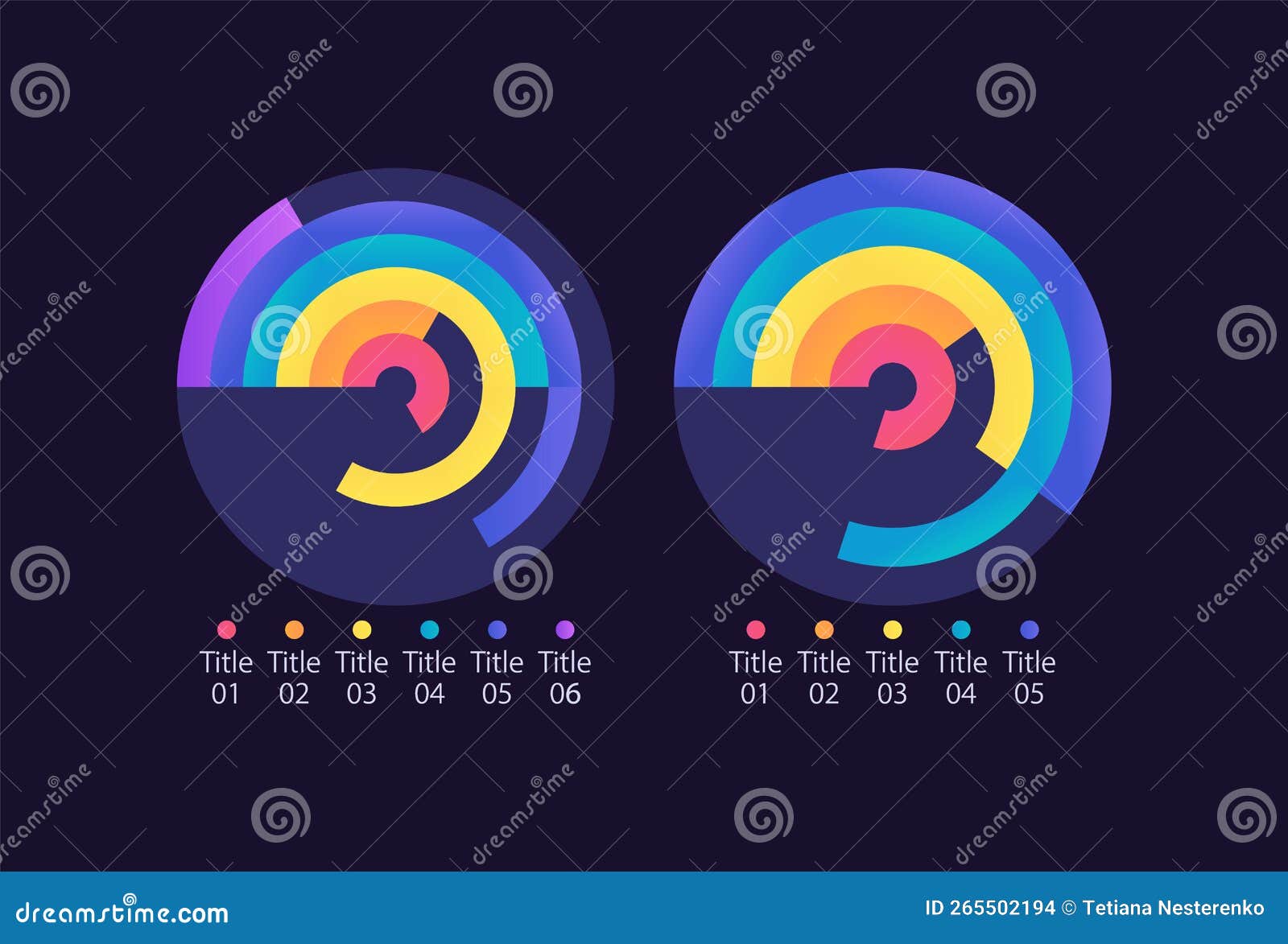 Radial Bar Infographic Chart Design Template Set for Dark Theme Stock ... Radial Bar Infographic Chart Design Template Set for Dark Theme Stock ...