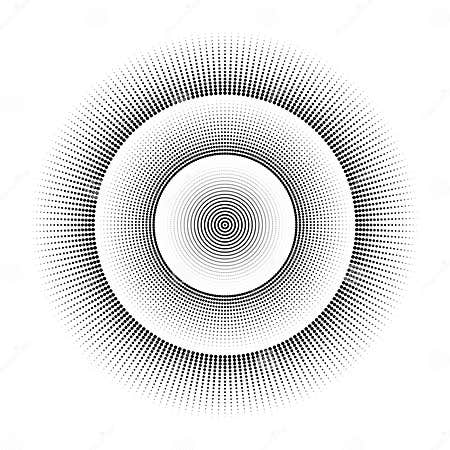 Radial Black and White Round Pattern of Dots. Vector Abstract ...