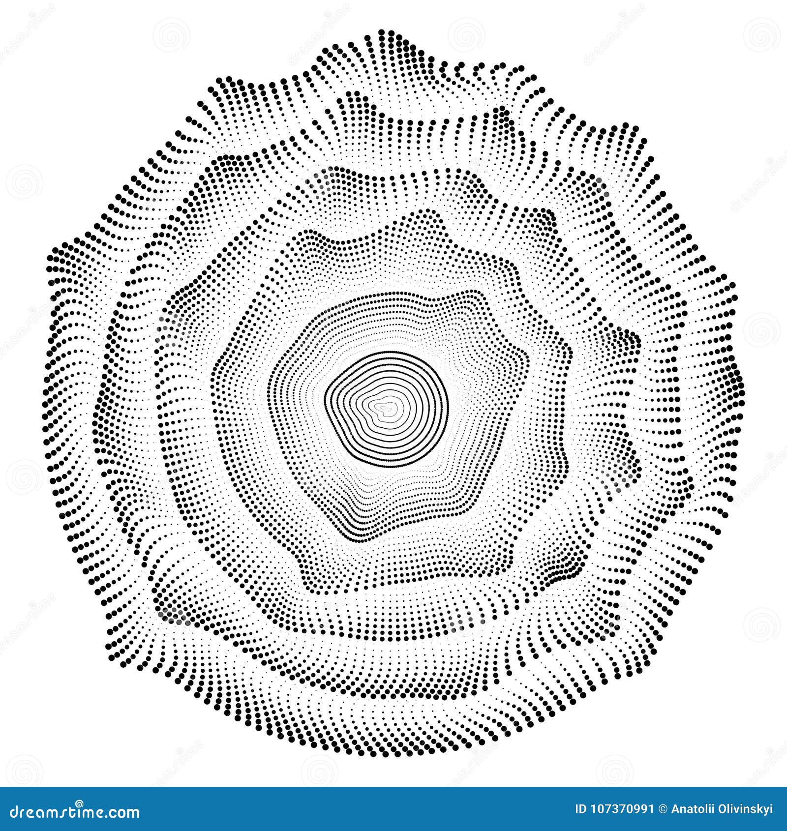 Radial Black And White Round Pattern Of Dots. Vector Abstract ...