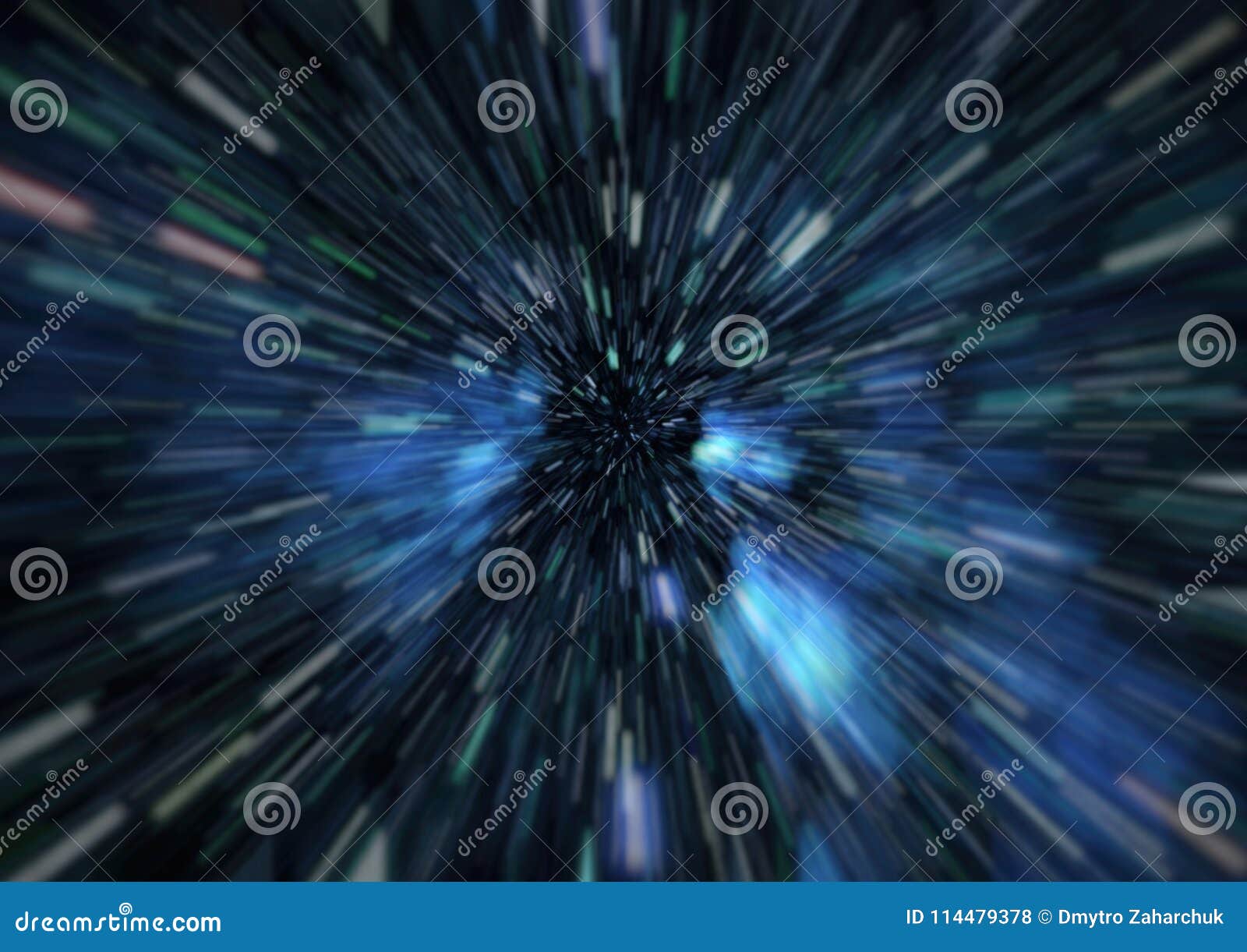 Abstract of Warp or Hyperspace Motion in Blue Star Trail. Stock ...