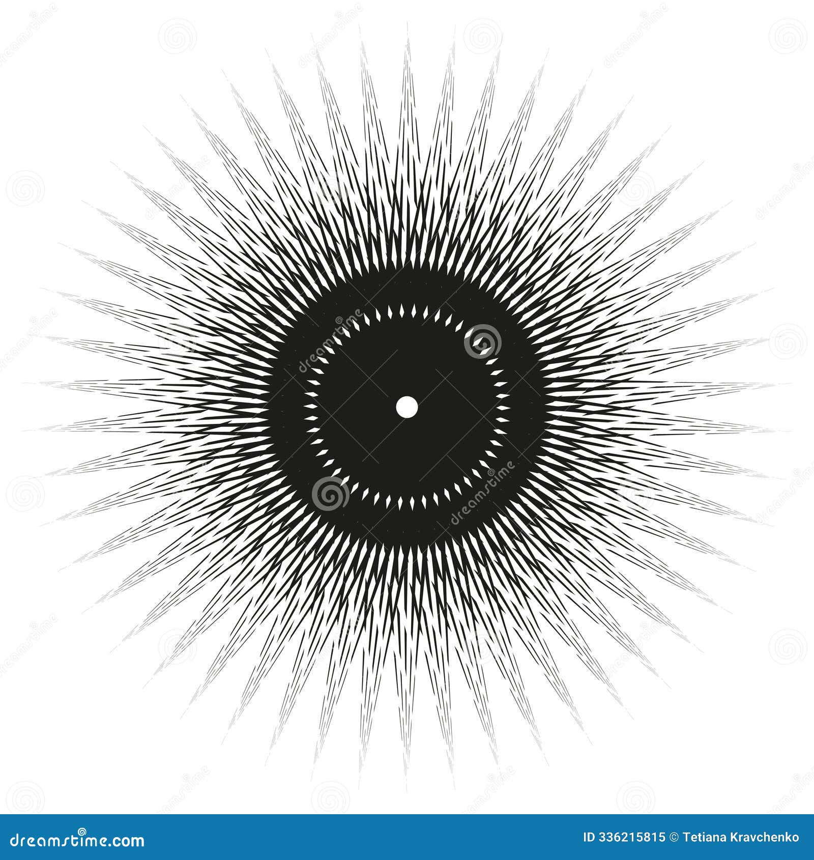 Radial Burst Vector. Black and White Spiked Pattern. Concentric ...