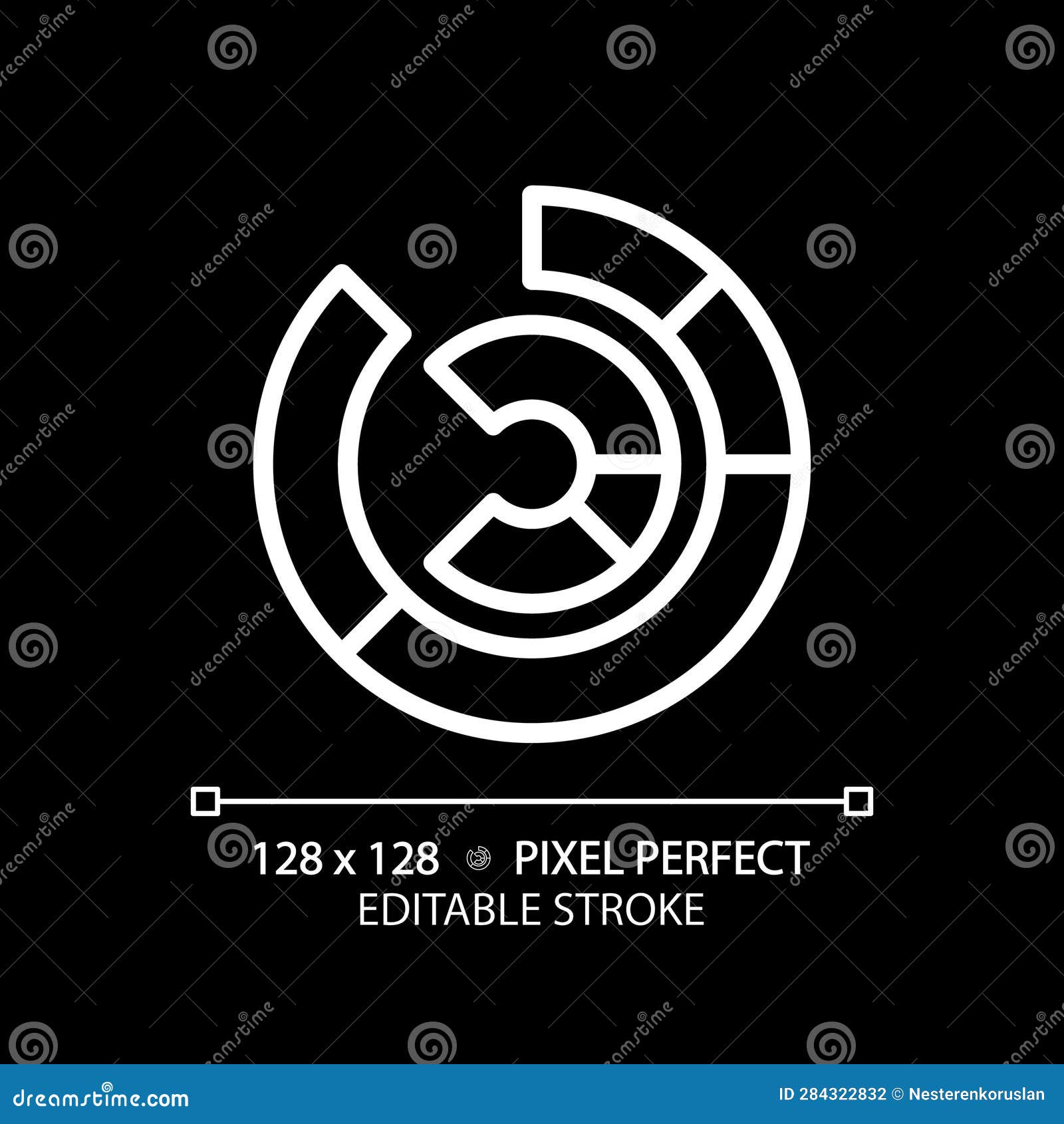 Radial Chart White Linear Icon for Dark Theme Stock Illustration - Illustration of statistic ...