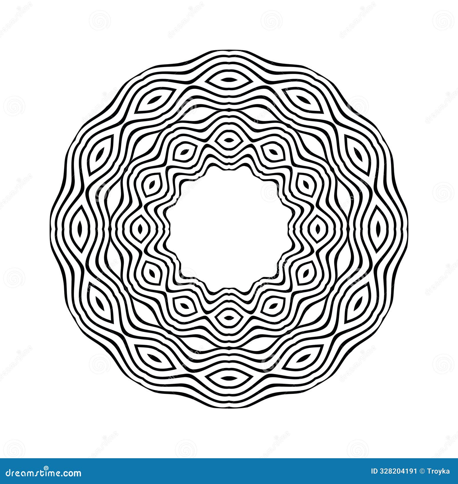Radial Circle Wavy Lines Pattern. Decorative Design Element Stock ...