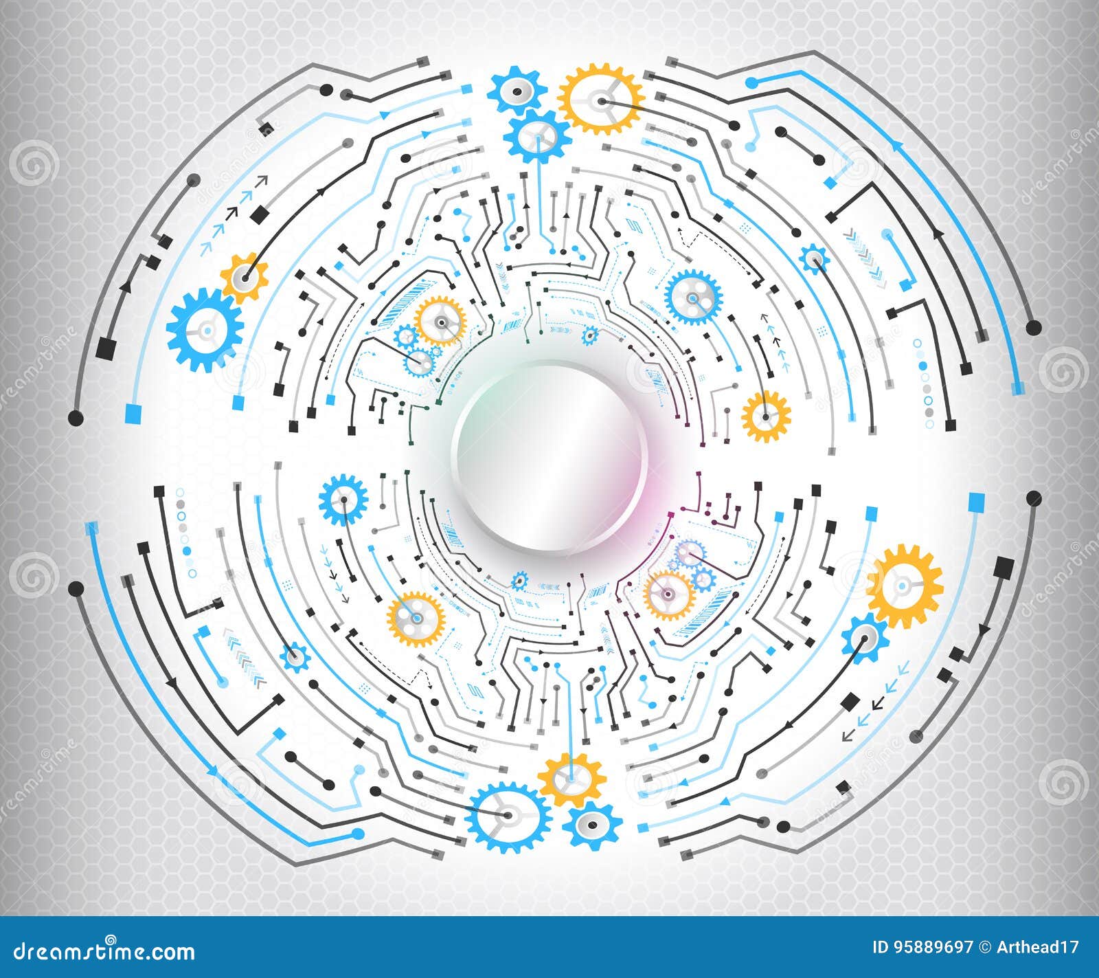 Radial Circuit Board. Hi-tech Technology Concept. Abstract Circle ...