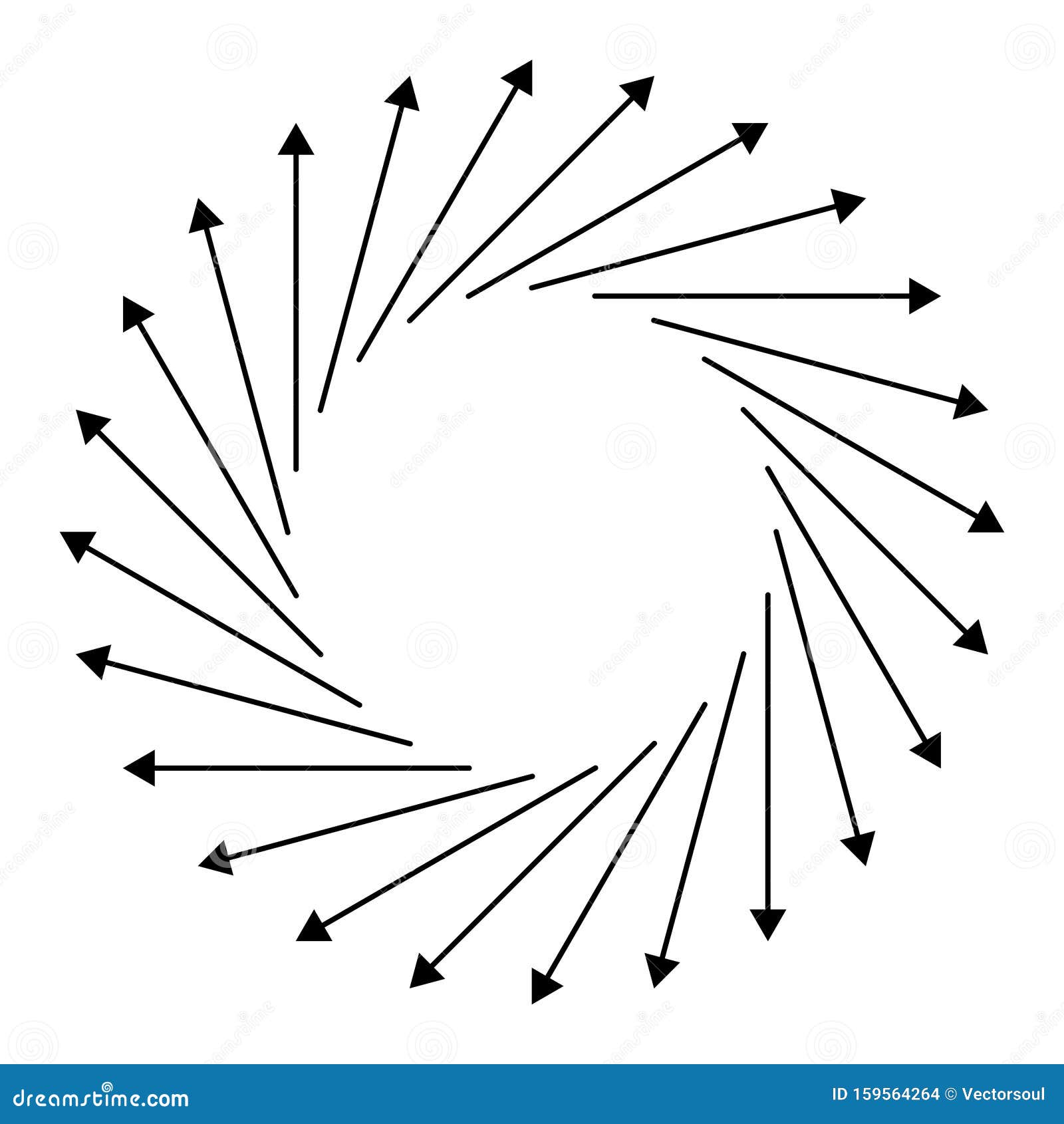 Radial, Circular Arrows Pointing from Center. Concentric Pointers for ...