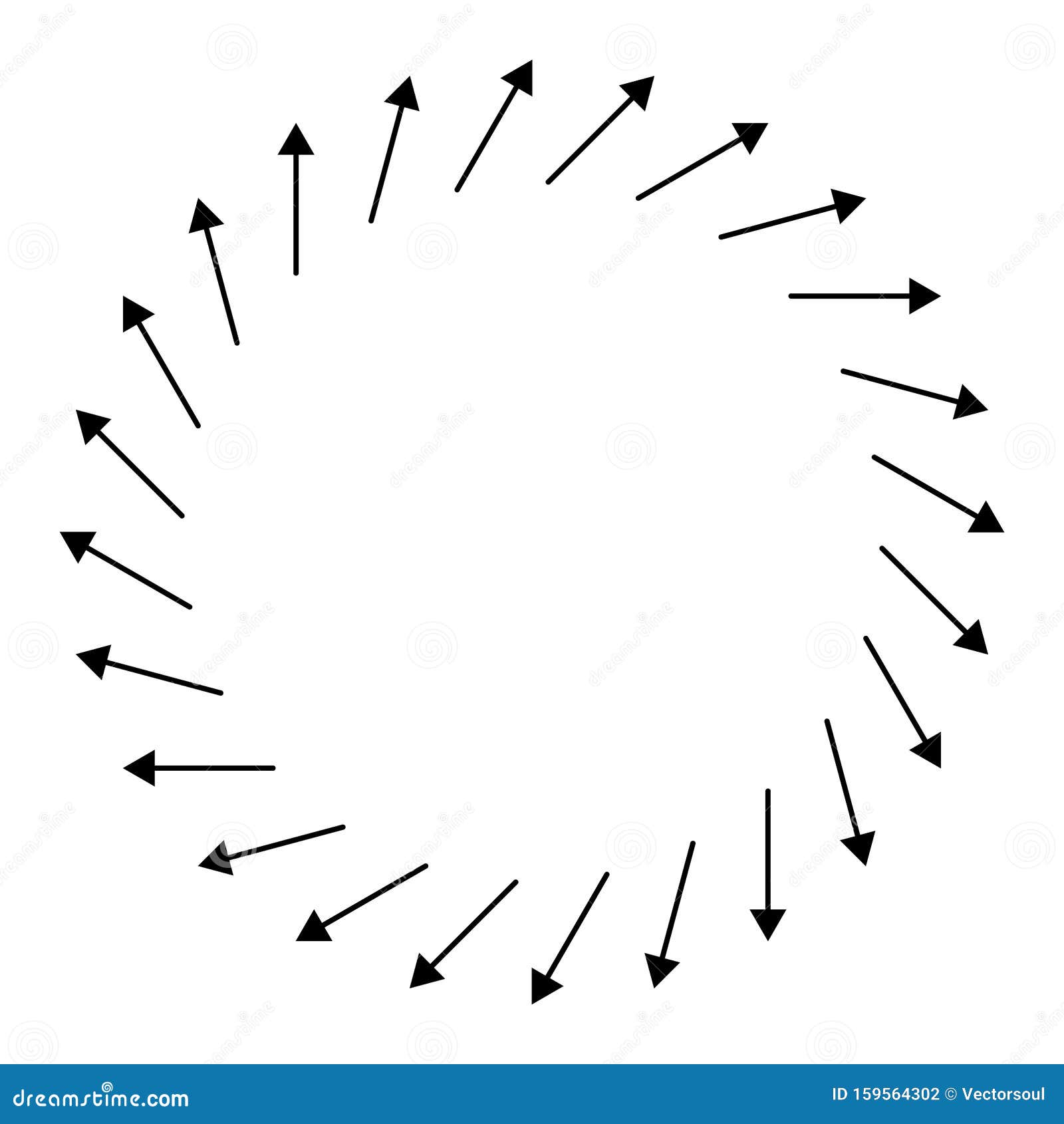Radial, Circular Arrows Pointing from Center. Concentric Pointers for ...