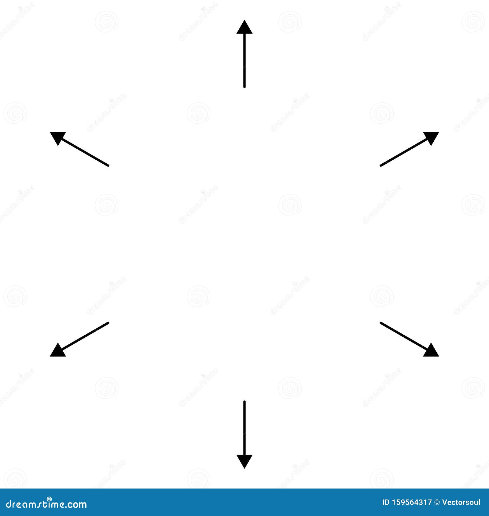 Radial, Circular Arrows Pointing From Center. Concentric Pointers For ...