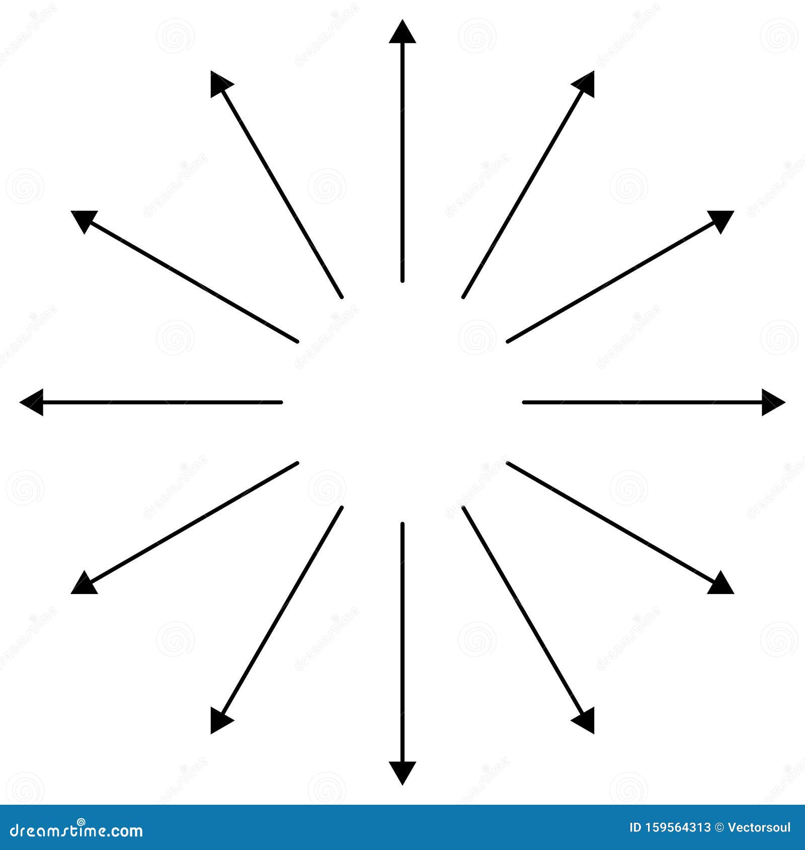 Radial, Circular Arrows Pointing from Center. Concentric Pointers for ...