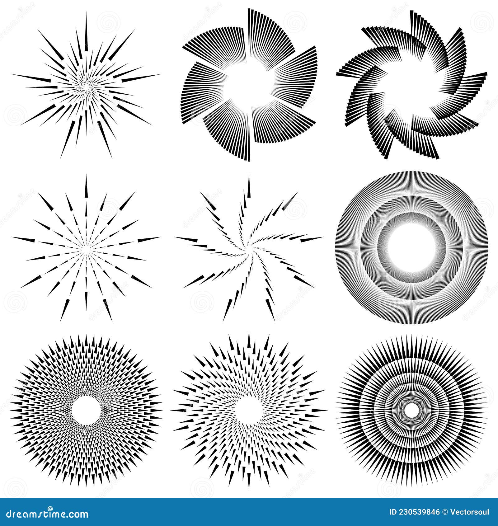 Radial, Concentric, Circular Triangles Shape, Design Element, Icon ...