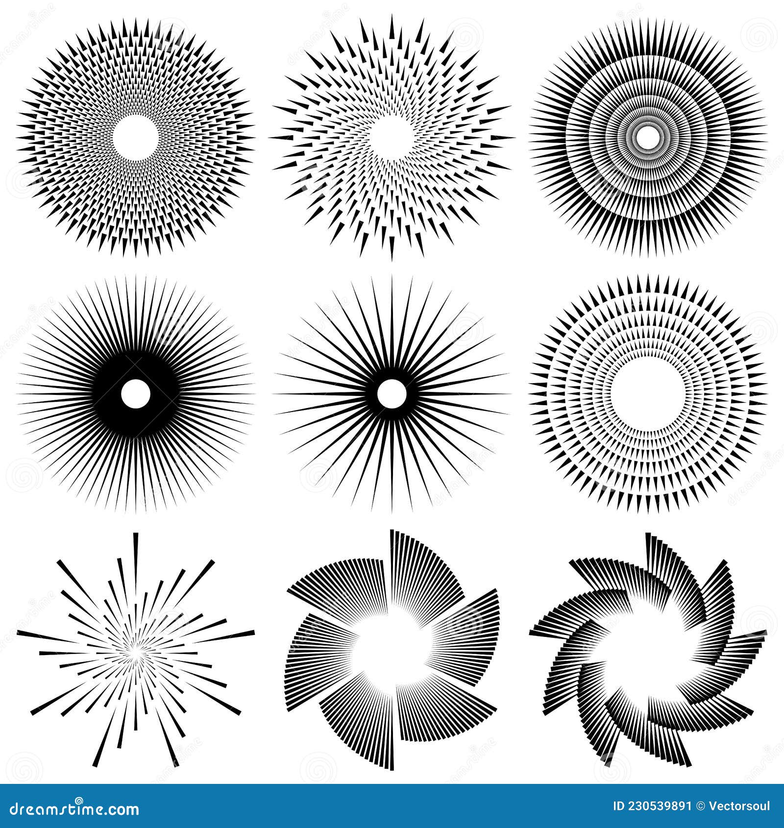 Radial, Concentric, Circular Triangles Shape, Design Element, Icon ...