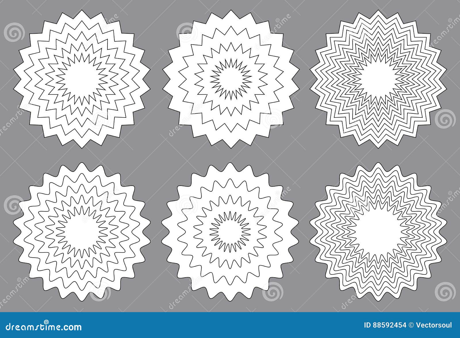 Radial Contour Elements with Distorted Decorative with Jagged Ed Stock ...