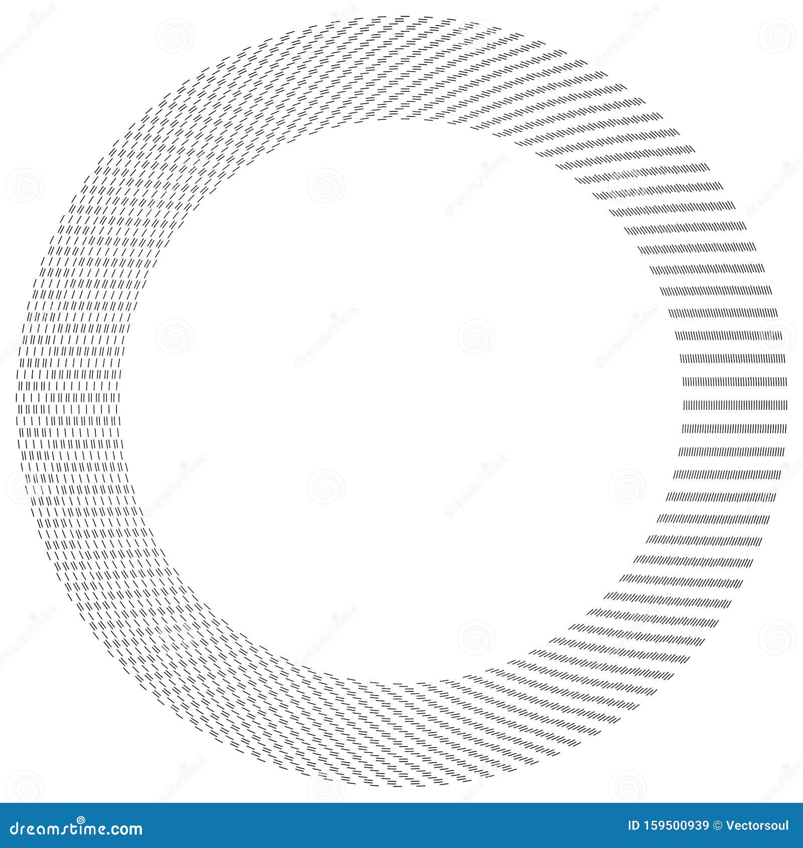 Radial Dashed Line Circles. Circular, Concentric Element With Gap Lines ...