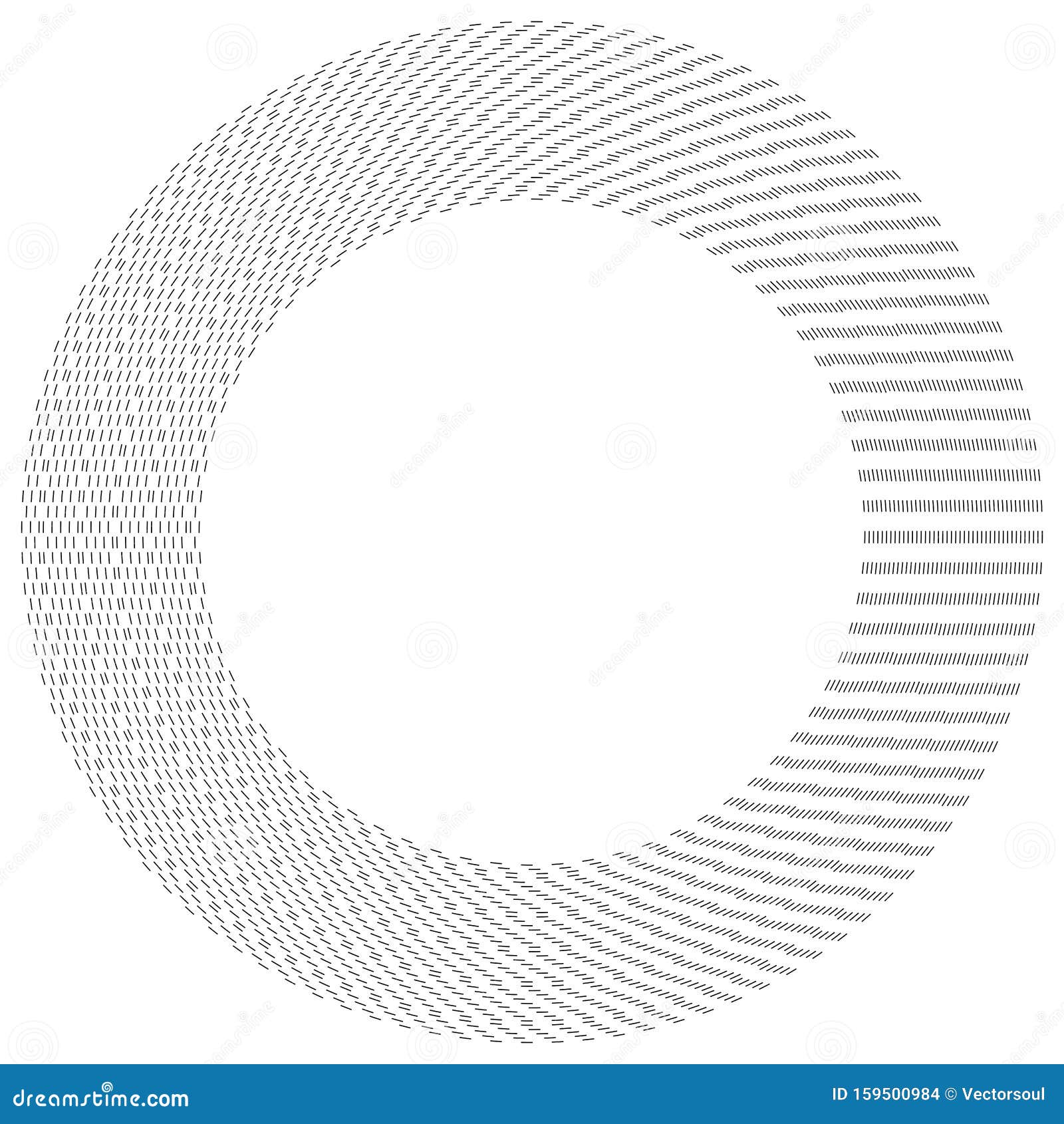 Radial Dashed Line Circles. Circular, Concentric Element with Gap Lines ...