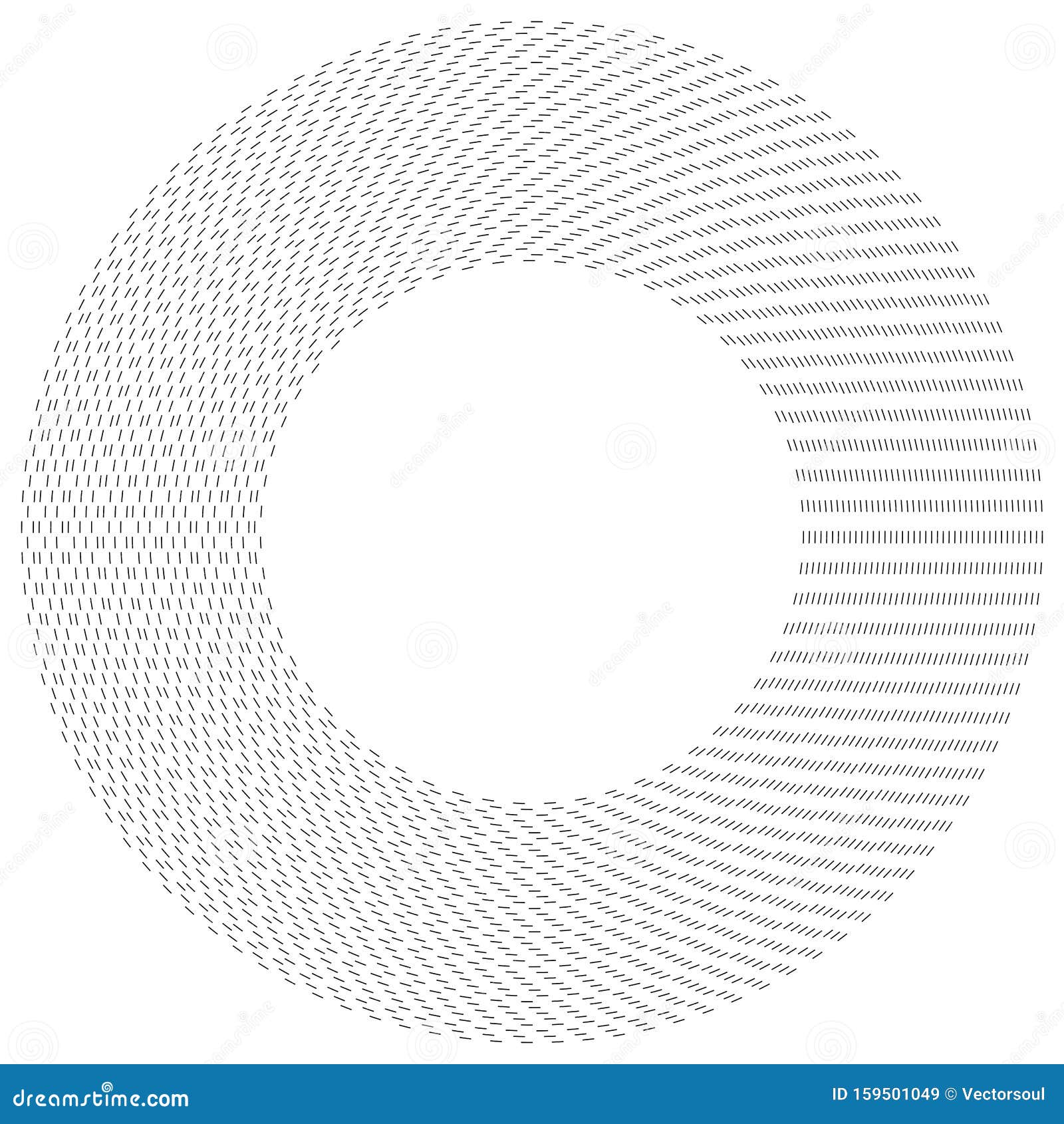 Radial Dashed Line Circles. Circular, Concentric Element with Gap Lines ...