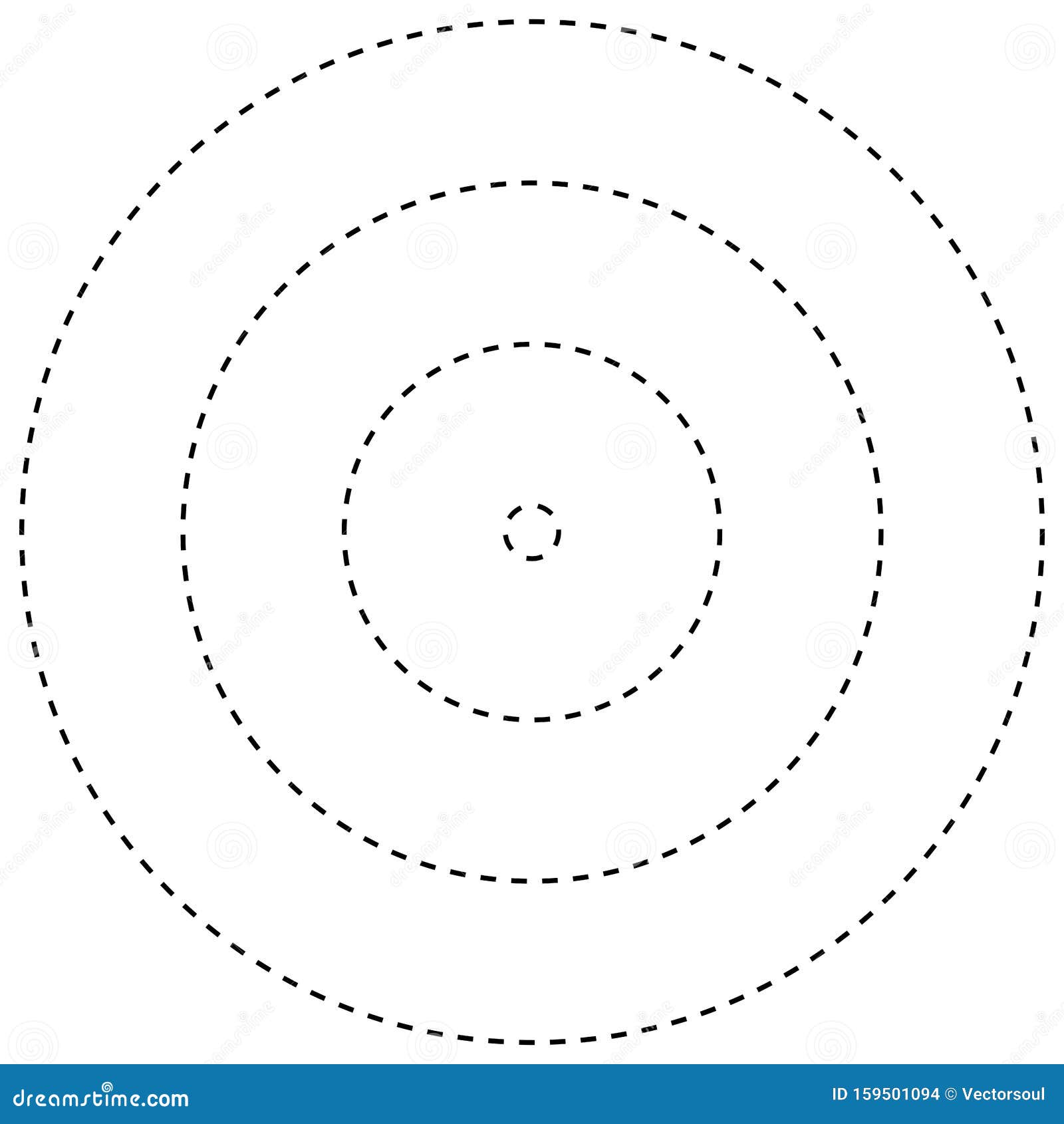 Radial Dashed Line Circles. Circular, Concentric Element With Gap Lines ...