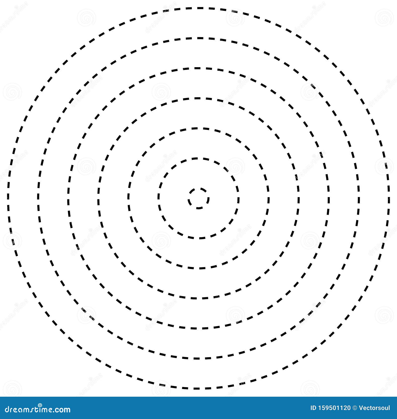 Radial Dashed Line Circles. Circular, Concentric Element With Gap Lines ...
