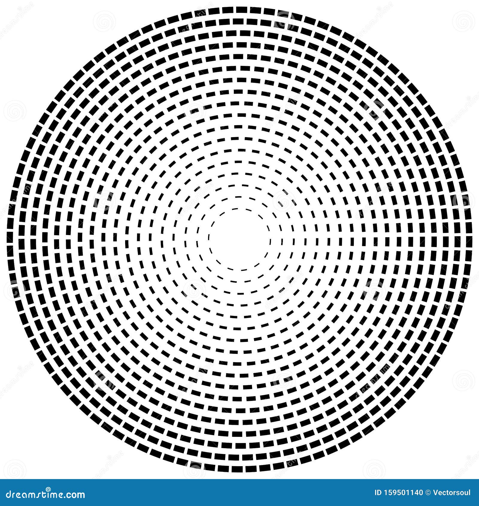 Radial Dashed Line Circles. Circular, Concentric Element With Gap Lines ...