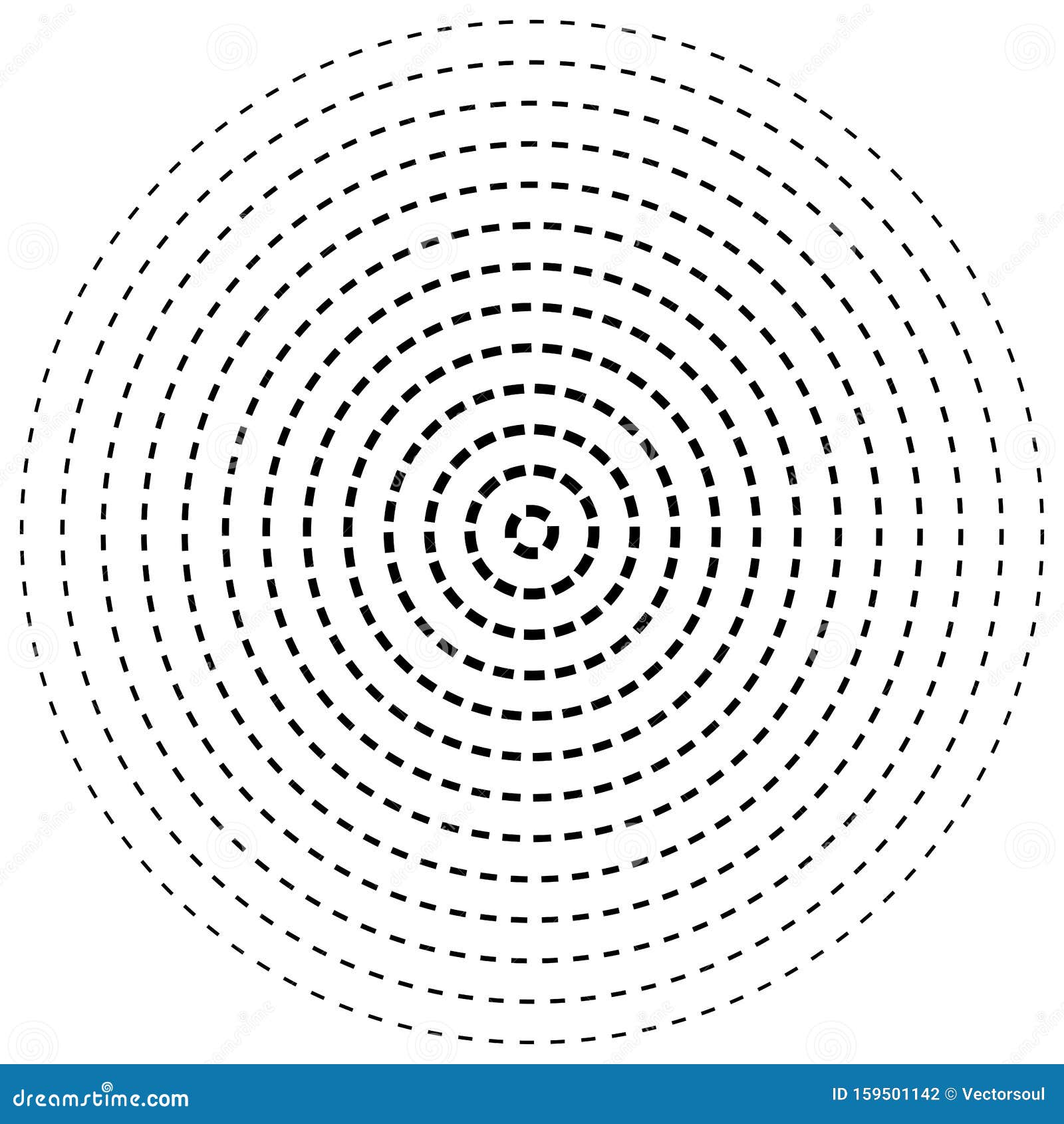 Radial Dashed Line Circles. Circular, Concentric Element with Gap Lines ...