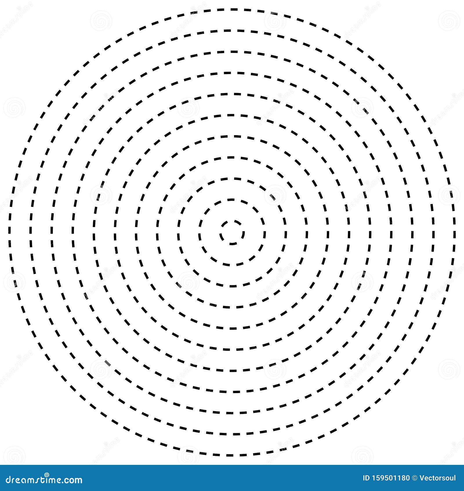 Radial Dashed Line Circles. Circular, Concentric Element With Gap Lines ...