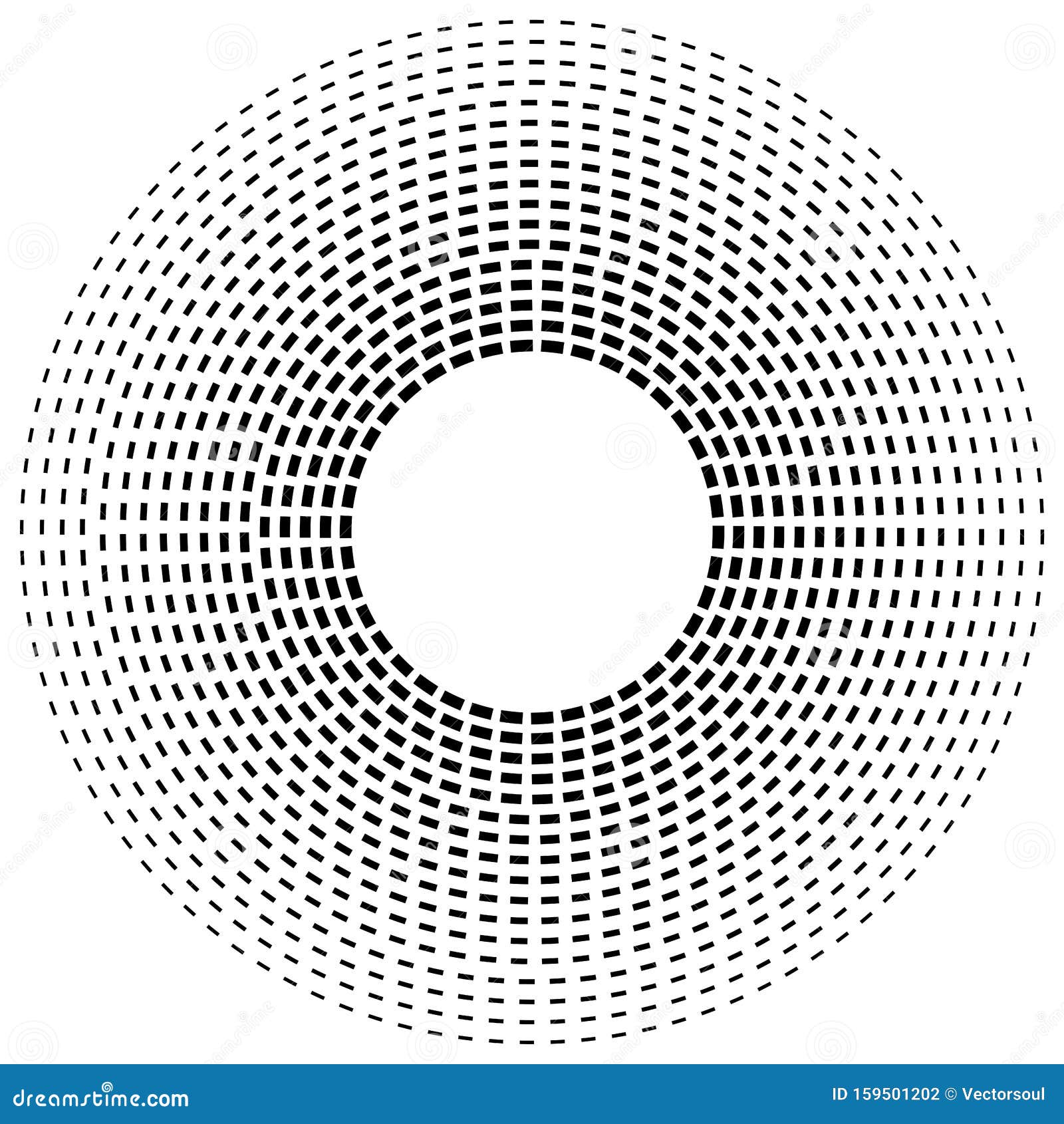 Radial Dashed Line Circles. Circular, Concentric Element with Gap Lines ...