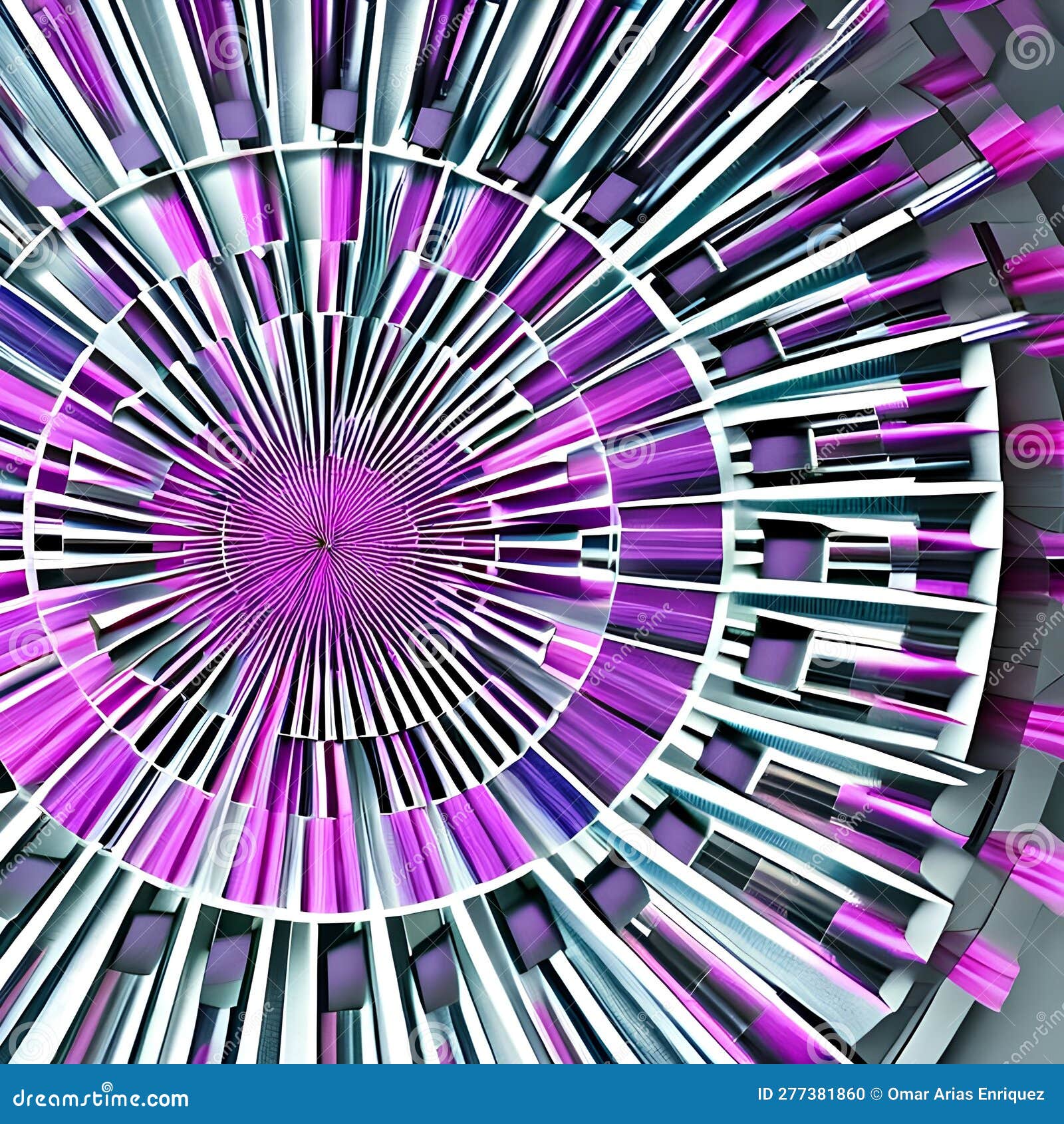 A Radial Design with Interlocking Triangles in Shades of Pink and ...