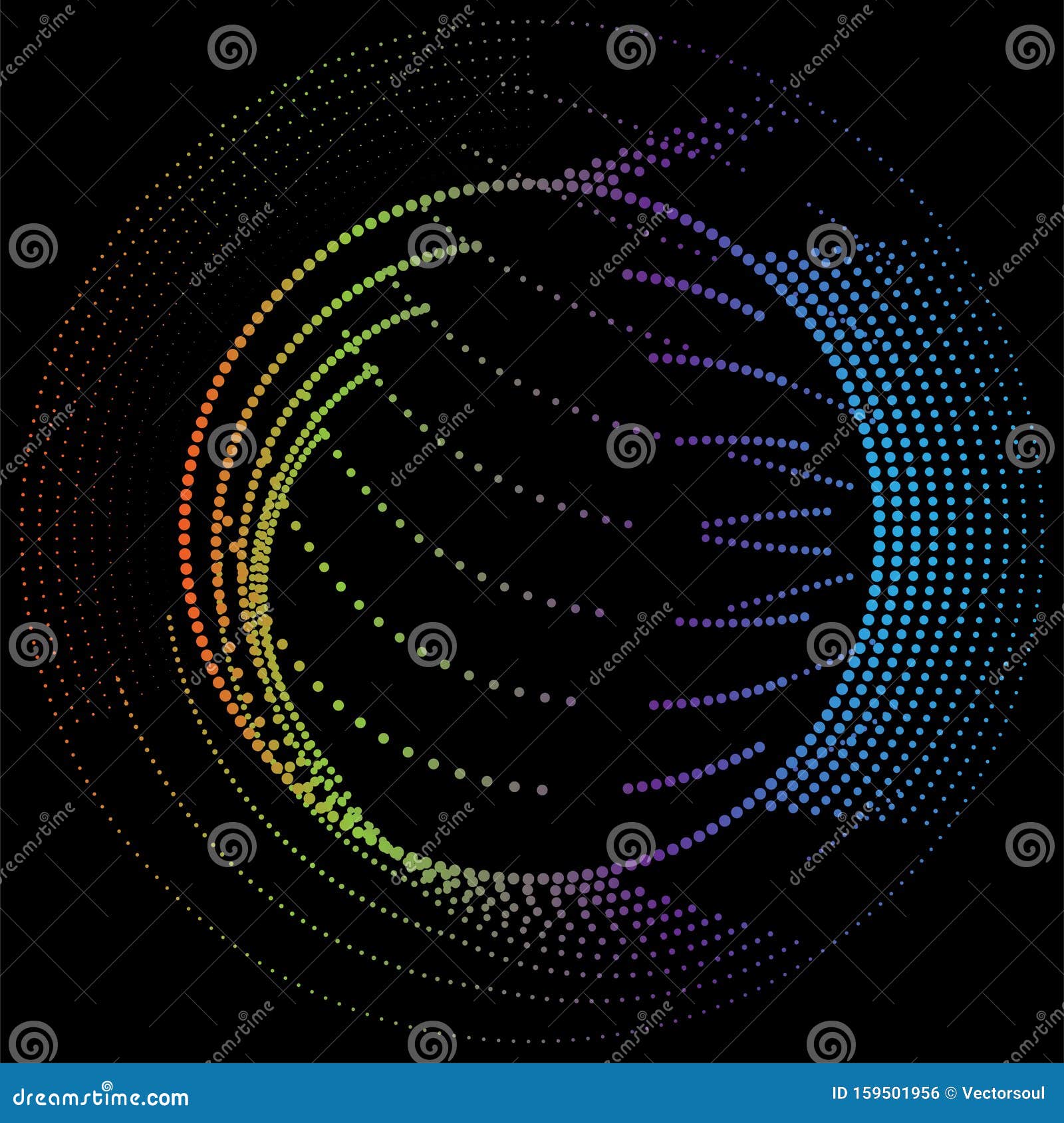 Radial Element with Random Dots, Circles, Rings As Particles. Diffusion ...