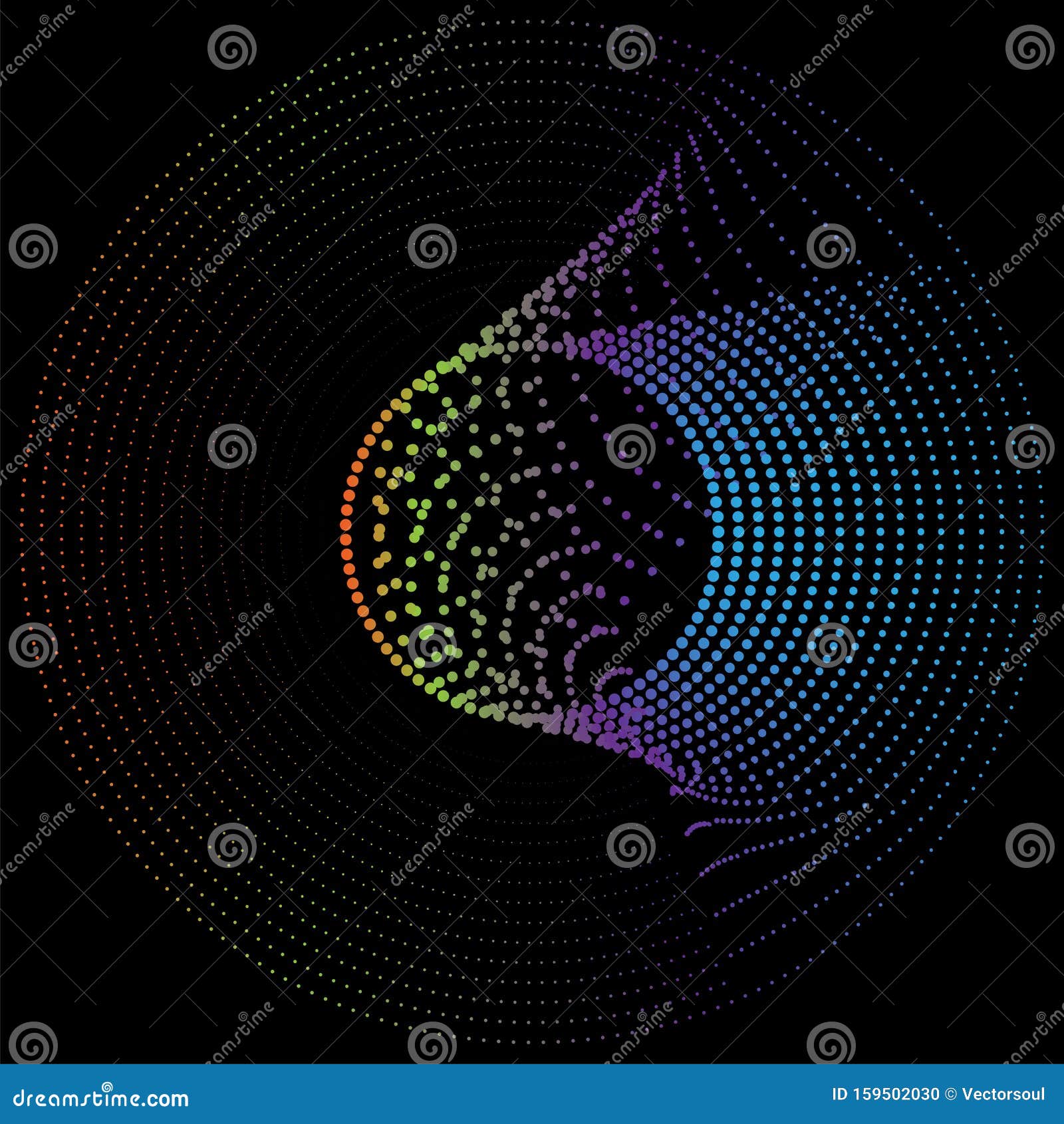 Radial Element with Random Dots, Circles, Rings As Particles. Diffusion ...