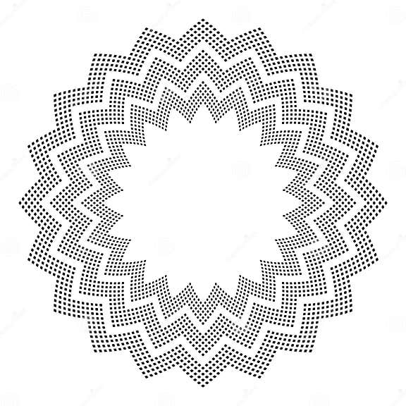 Radial Geometric Circle Zig Zag Dots Pattern Stock Illustration ...