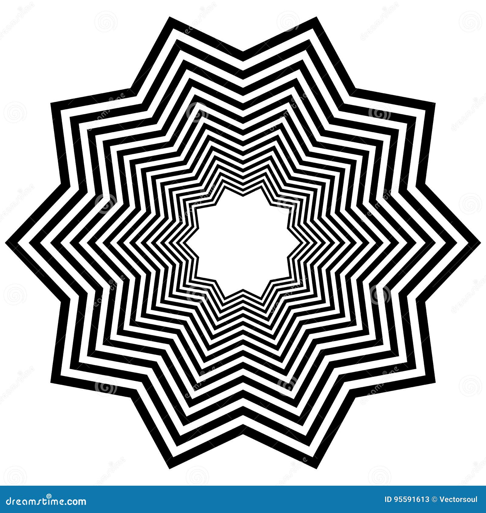 Radial Geometric Element Series. Abstract Black and White Shape Stock ...