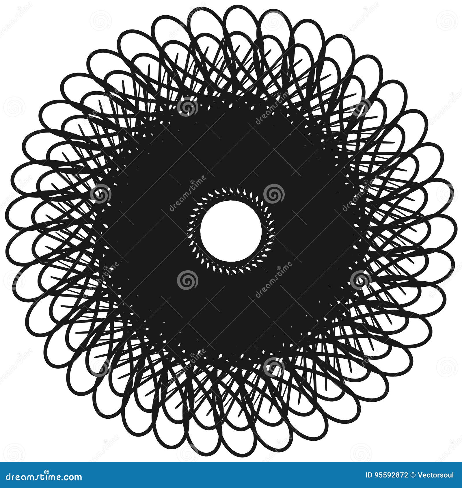 Radial Geometric Element Series. Abstract Black and White Shape Stock ...
