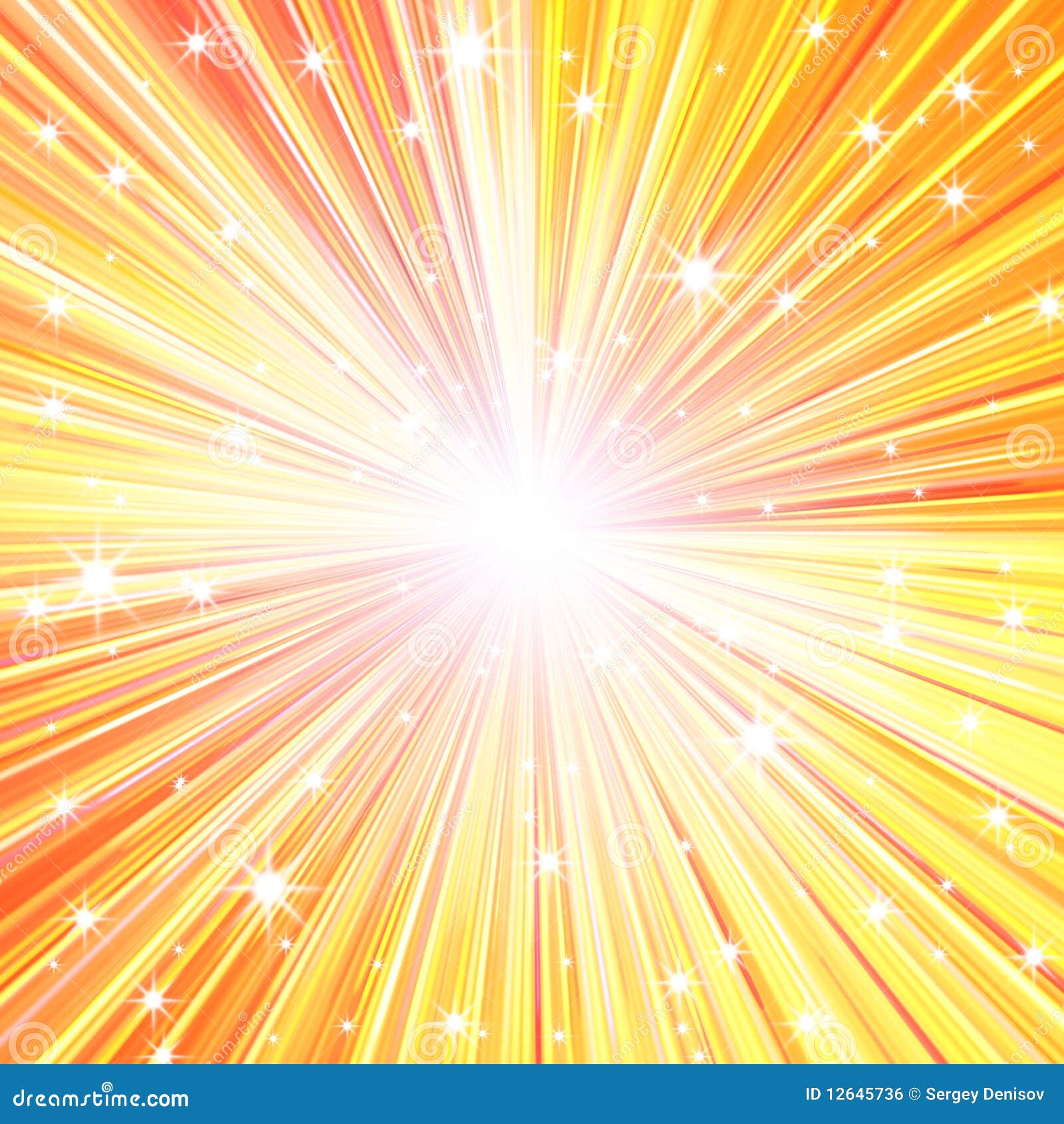 Radial Glow with Rays and Stars Stock Illustration - Illustration of ...
