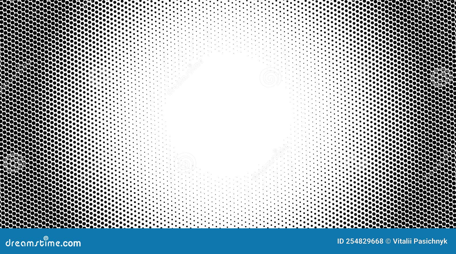 Radial Gradient of Halftone Black Dots on a White Background. Pop Art ...