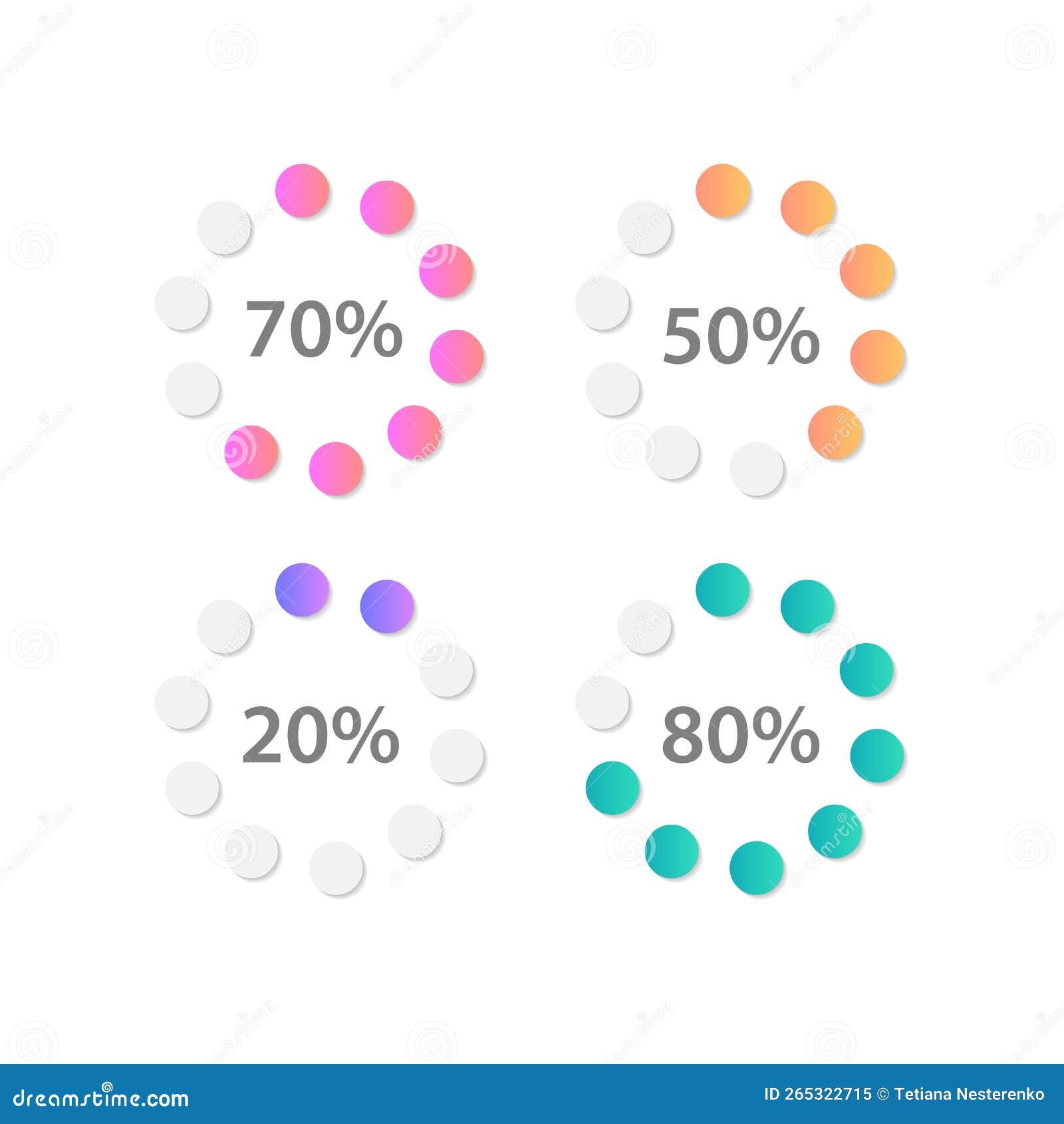 Radial Gradient Progress Infographic Chart Design Template Set Stock ...
