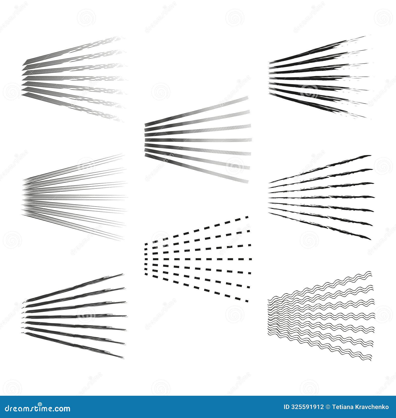 Radial Line Set. Various Dynamic Styles. Abstract Vector Design. Vector ...